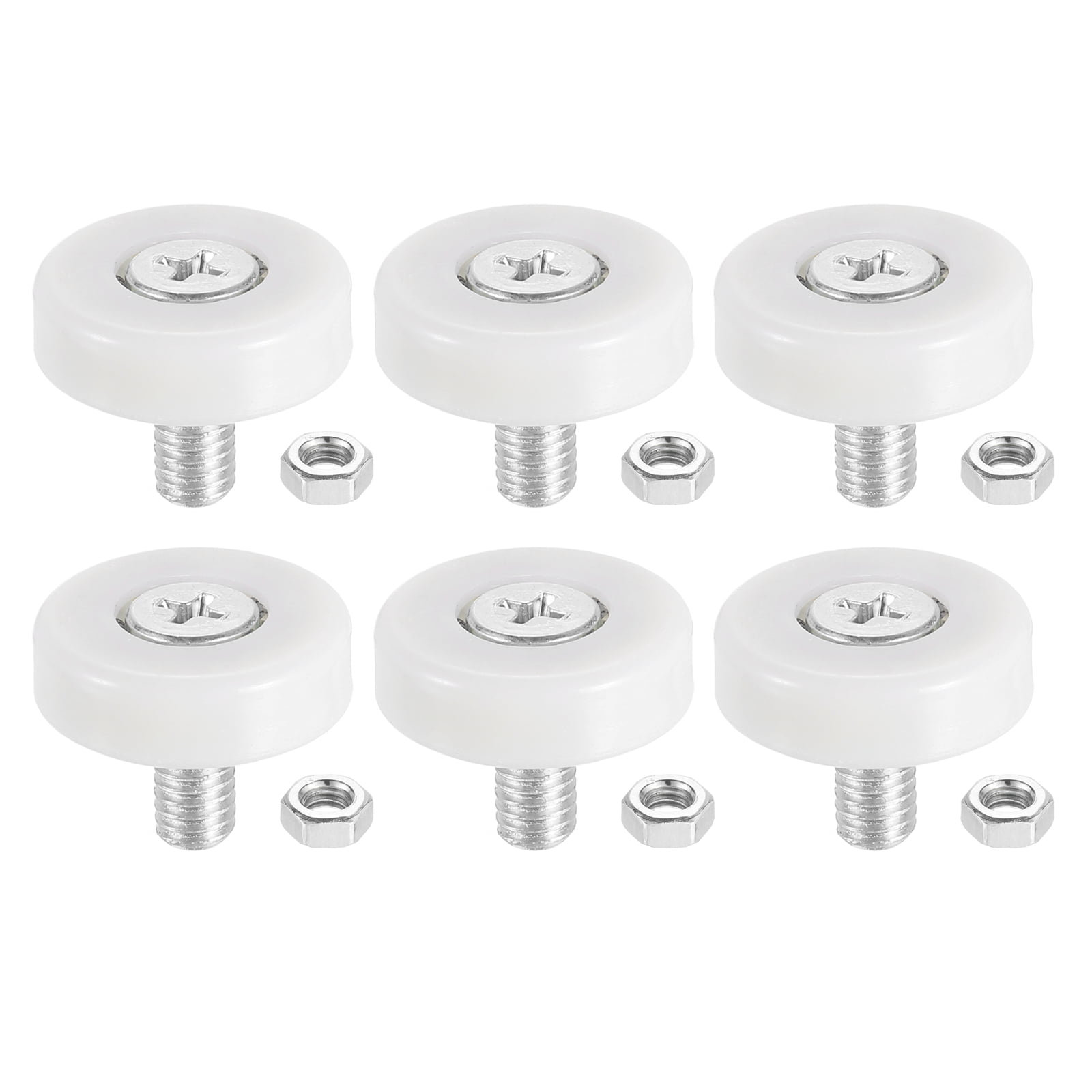 Uxcell 6 Pack Drawer Rollers, 22mm Plastic Drawer Pulley Sliding ...