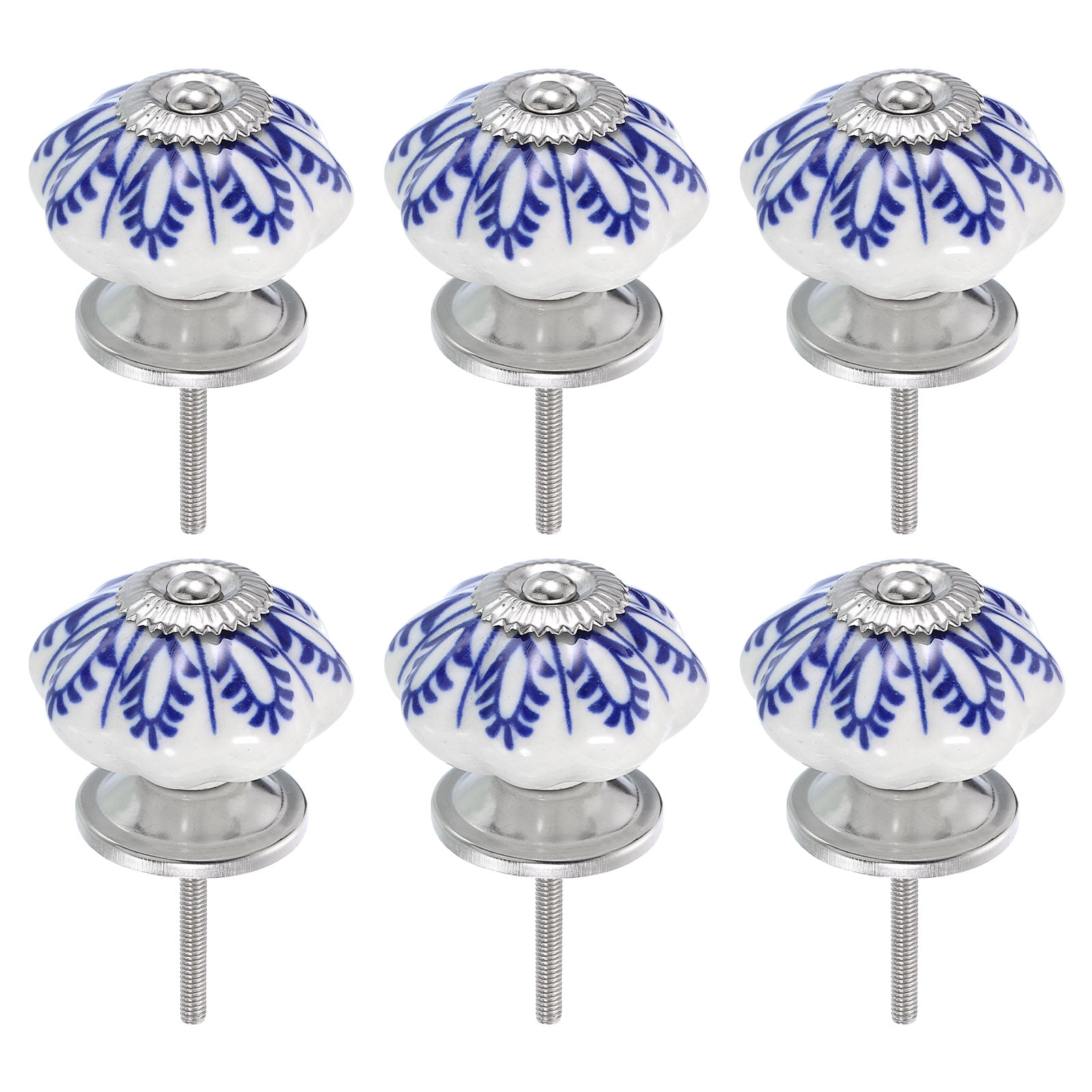 Uxcell 6 Pack Floral Ceramic Pull Knobs, Vintage Round Cabinet Knobs ...