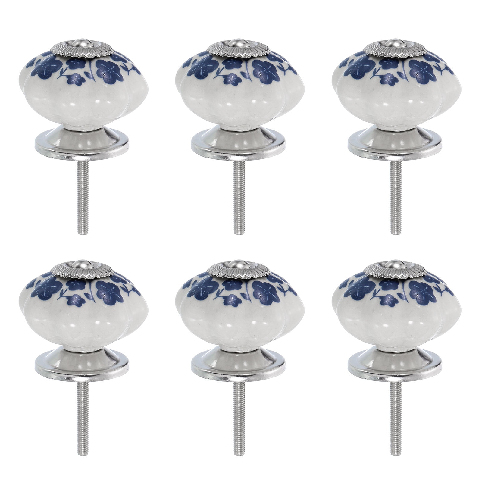 Uxcell 6 Pack Floral Ceramic Pull Knobs, Vintage Round Cabinet Knobs ...