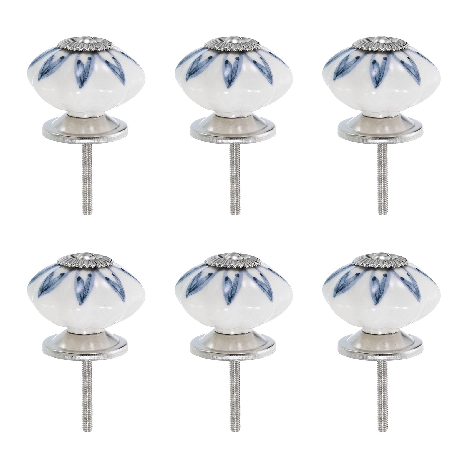 Uxcell 6 Pack Floral Ceramic Pull Knobs, Vintage Round Cabinet Knobs ...