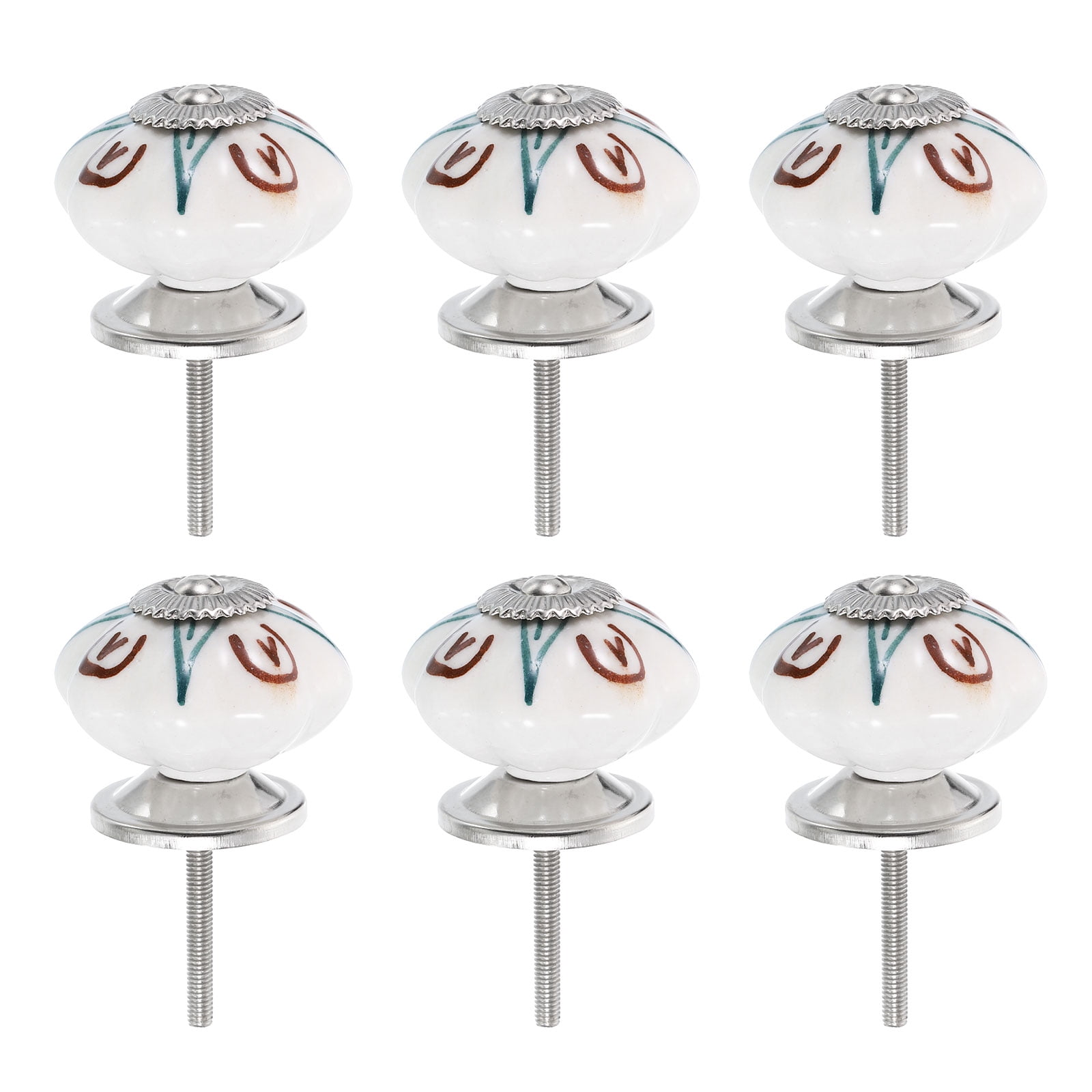 Uxcell 6 Pack Floral Ceramic Pull Knobs, Vintage Round Cabinet Knobs ...