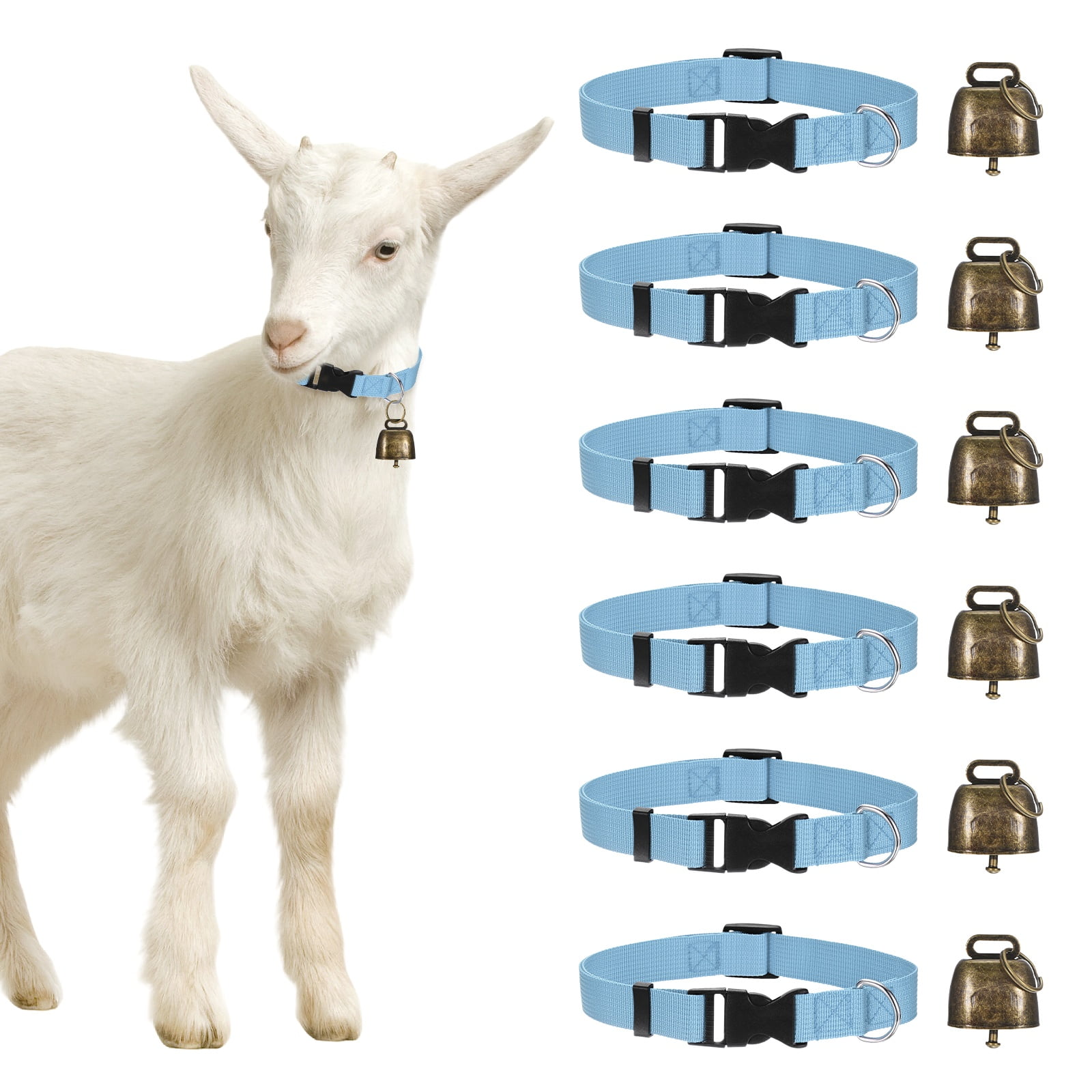 Uxcell 6-Pack Goat Collars with Bells, 13.8"-20.5" Polyester Adjustable ...
