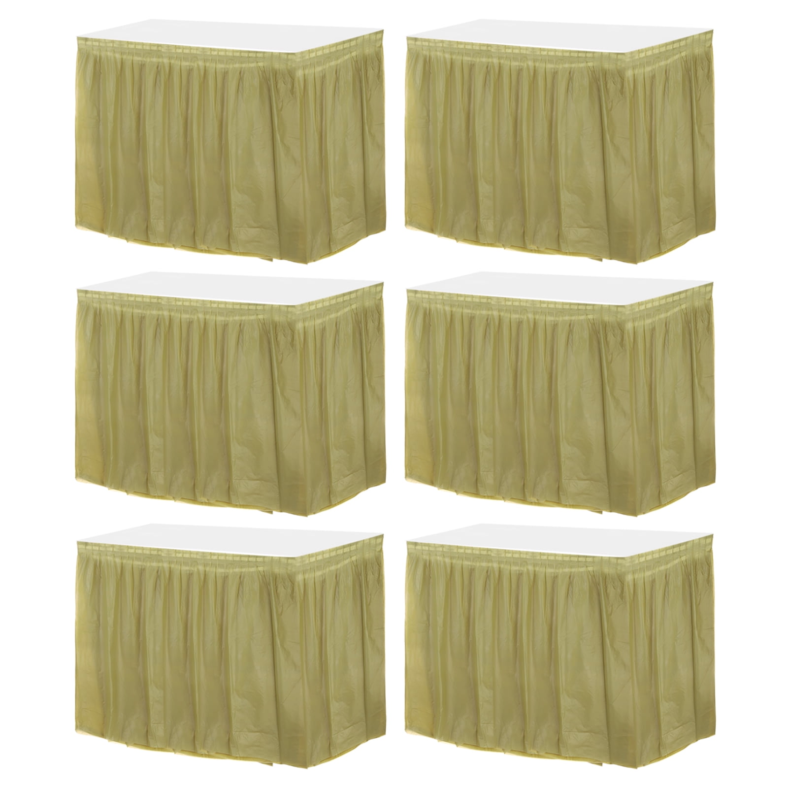Uxcell 6 Pack Gold Plastic Table Skirts, 29 in x 14 Ft Table Skirts for ...