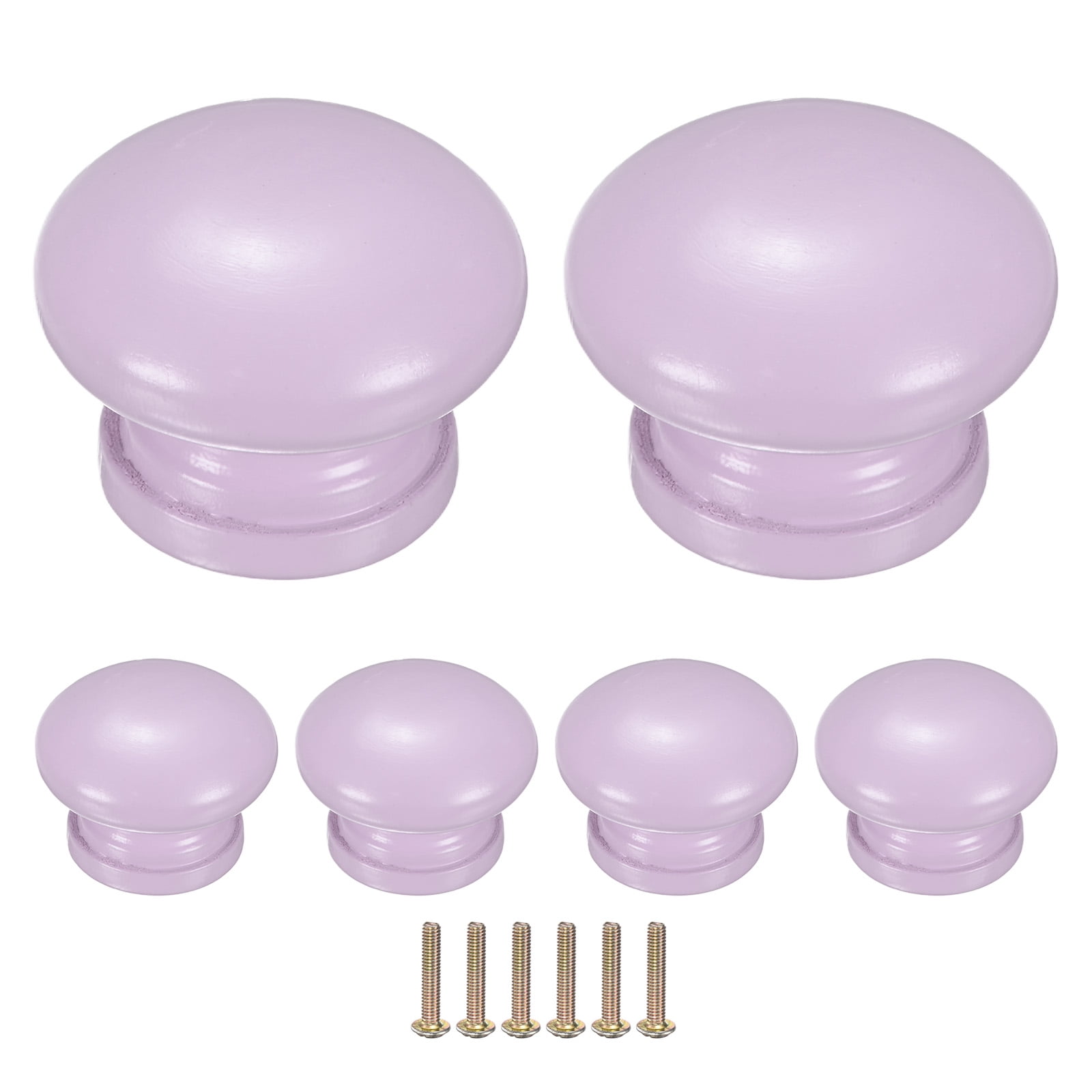 Uxcell 6-Pack Kicthen Cabinet Knobs, 1-5/16 In(33mm) Solid Wood Round ...