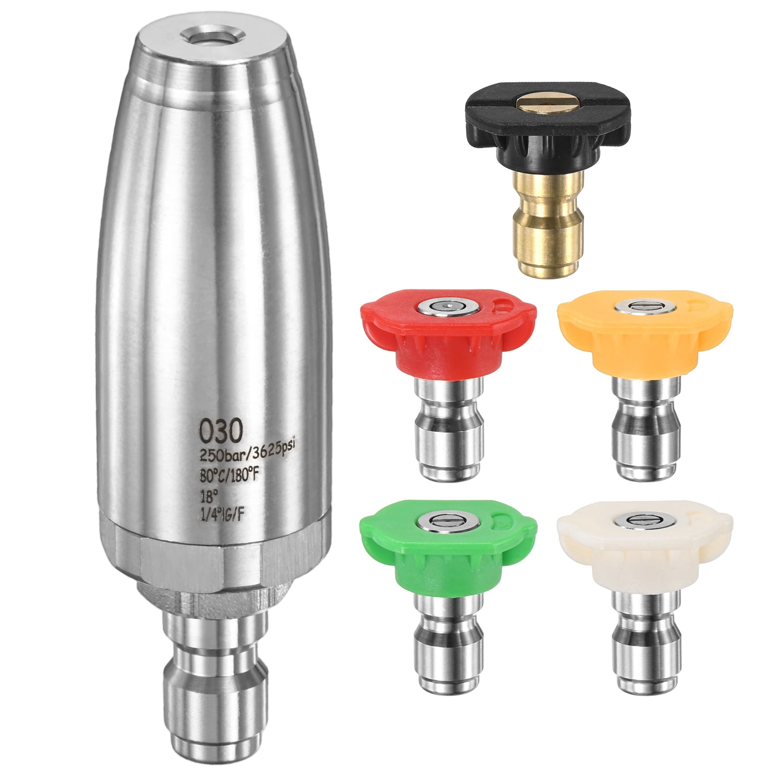 Uxcell 6-Pack Pressure Washer Turbo Nozzle Tips Set, 360° Rotating ...