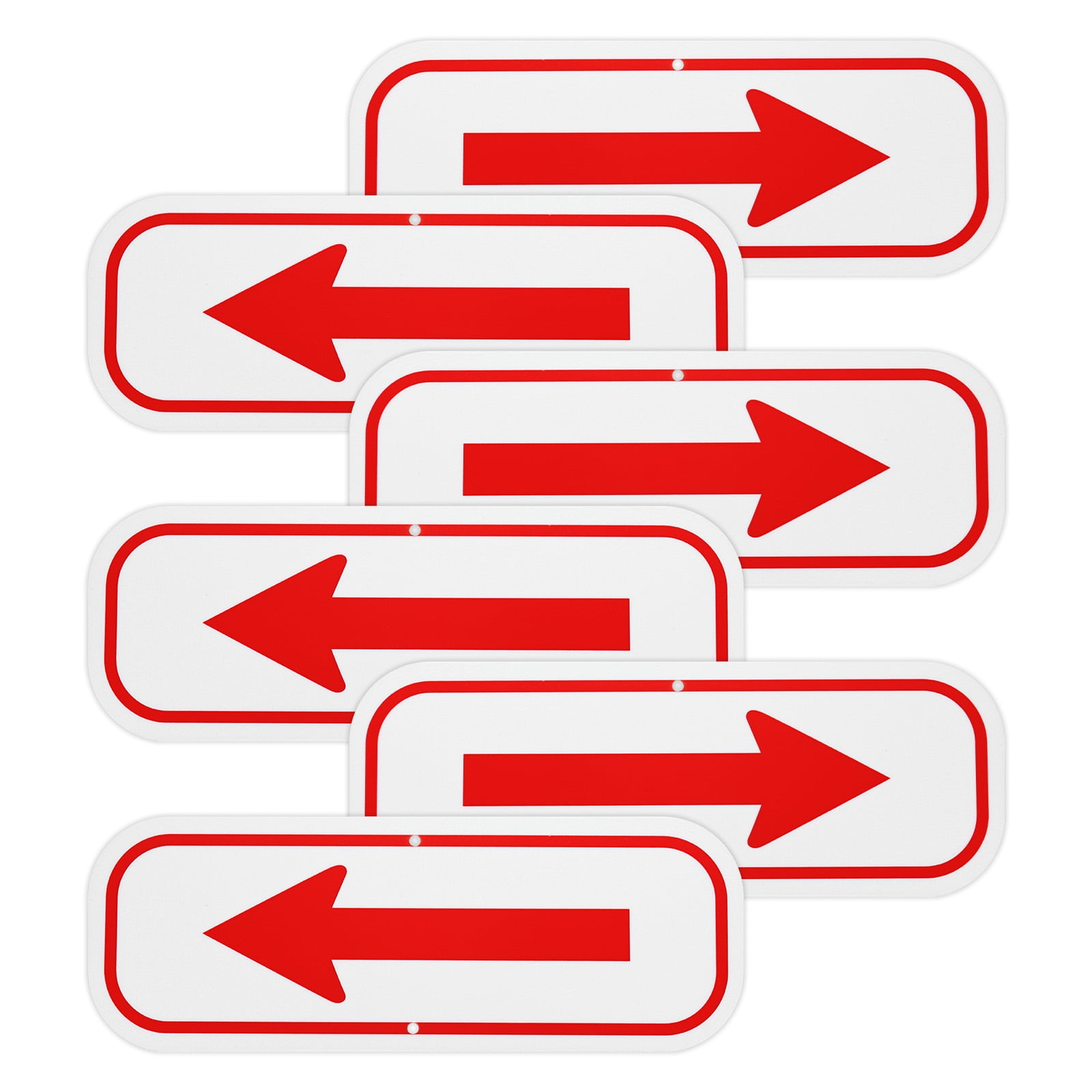 Uxcell 6-Pack Red Arrow Signs, 9.84 x 3.54 Aluminum Reflective One-way ...