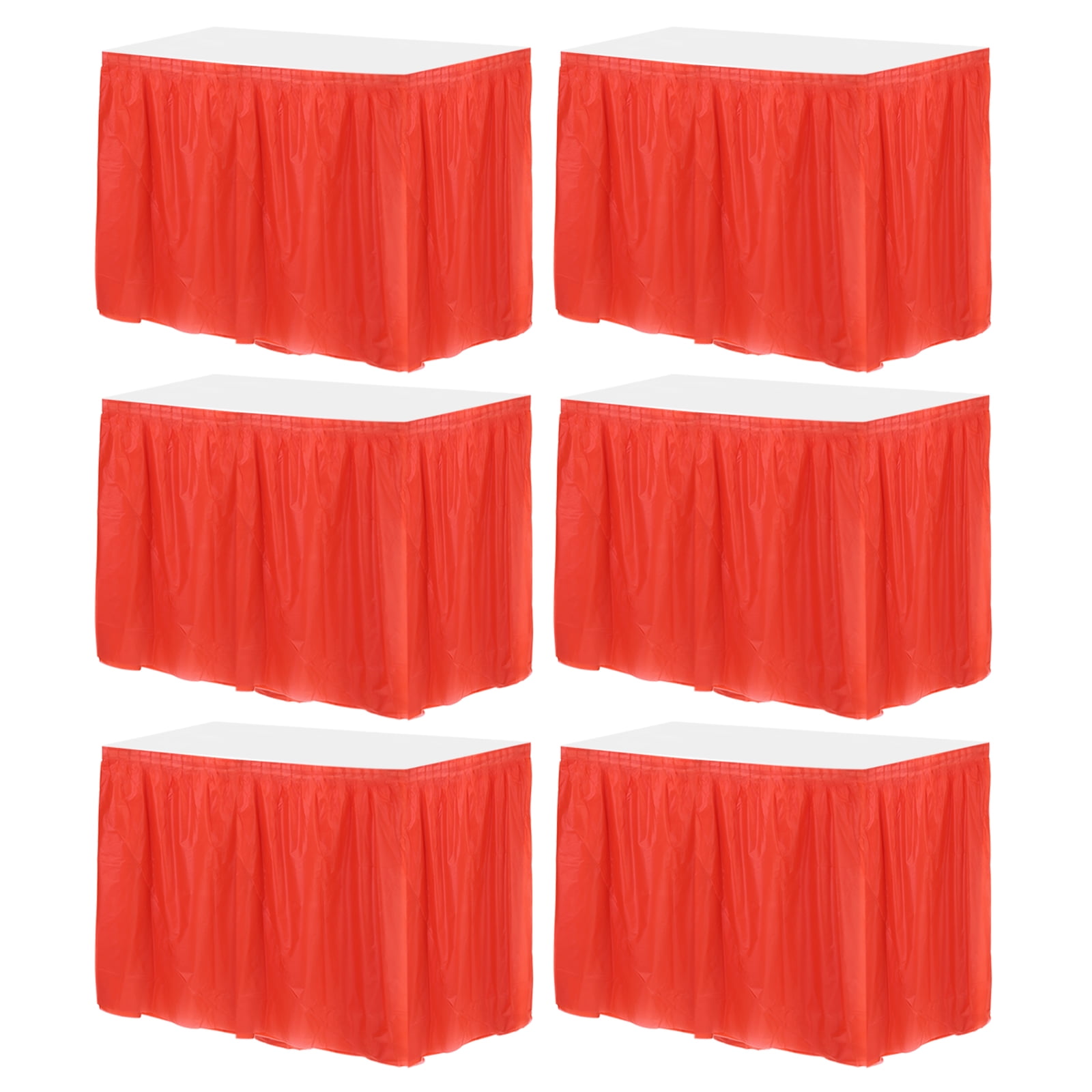 Uxcell 6 Pack Red Plastic Table Skirts, 29 in x 14 Ft Table Skirts for ...