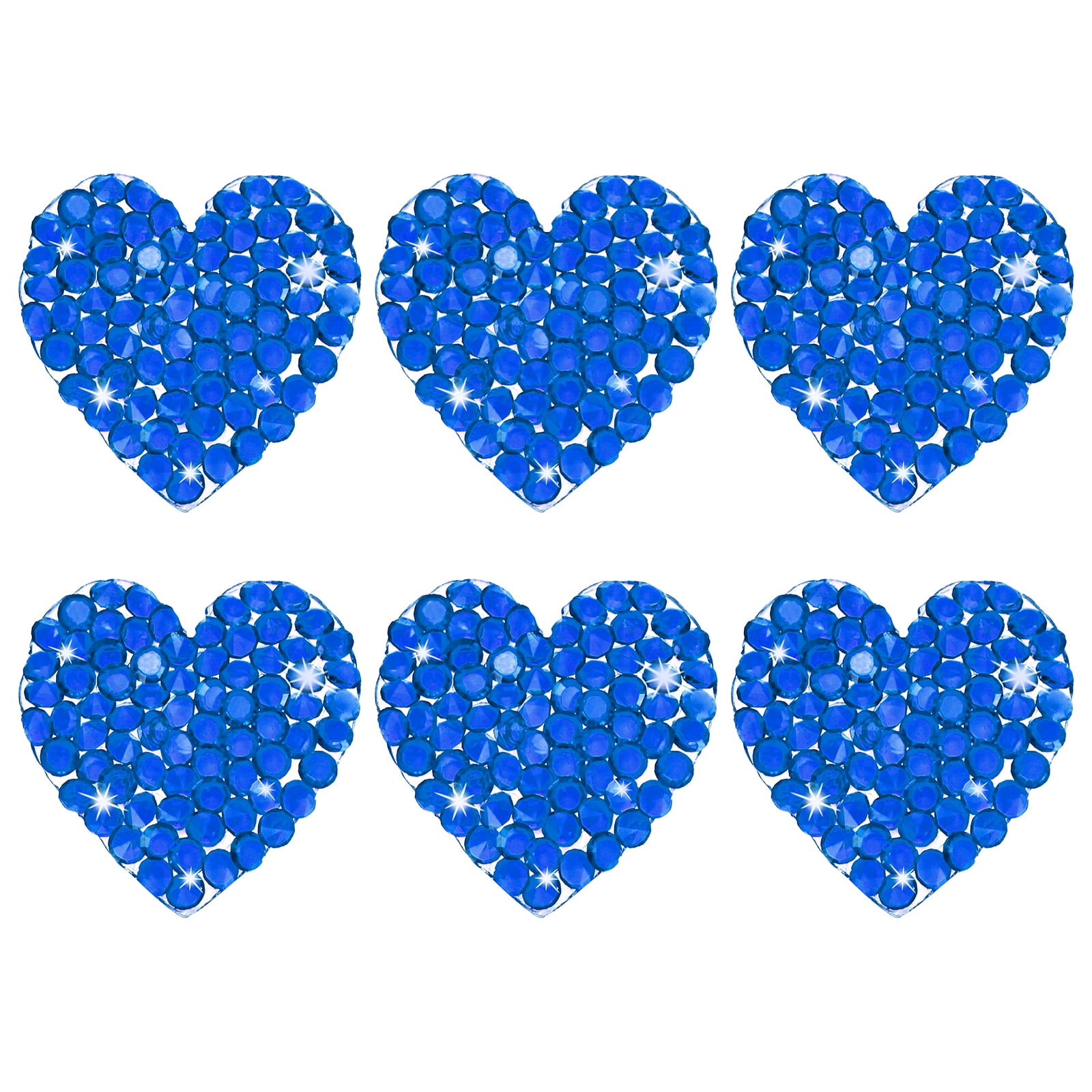 Uxcell 6-Pack Rhinestone Heart Iron-on Patches 2.5cm Blue Adhesive ...