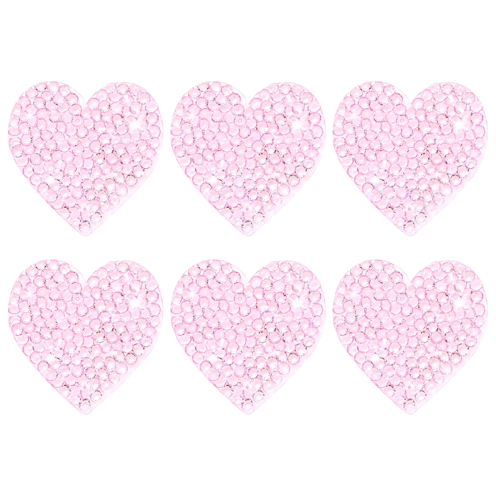 Uxcell 6-Pack Rhinestone Heart Iron-on Patches 3.5cm Light Pink ...