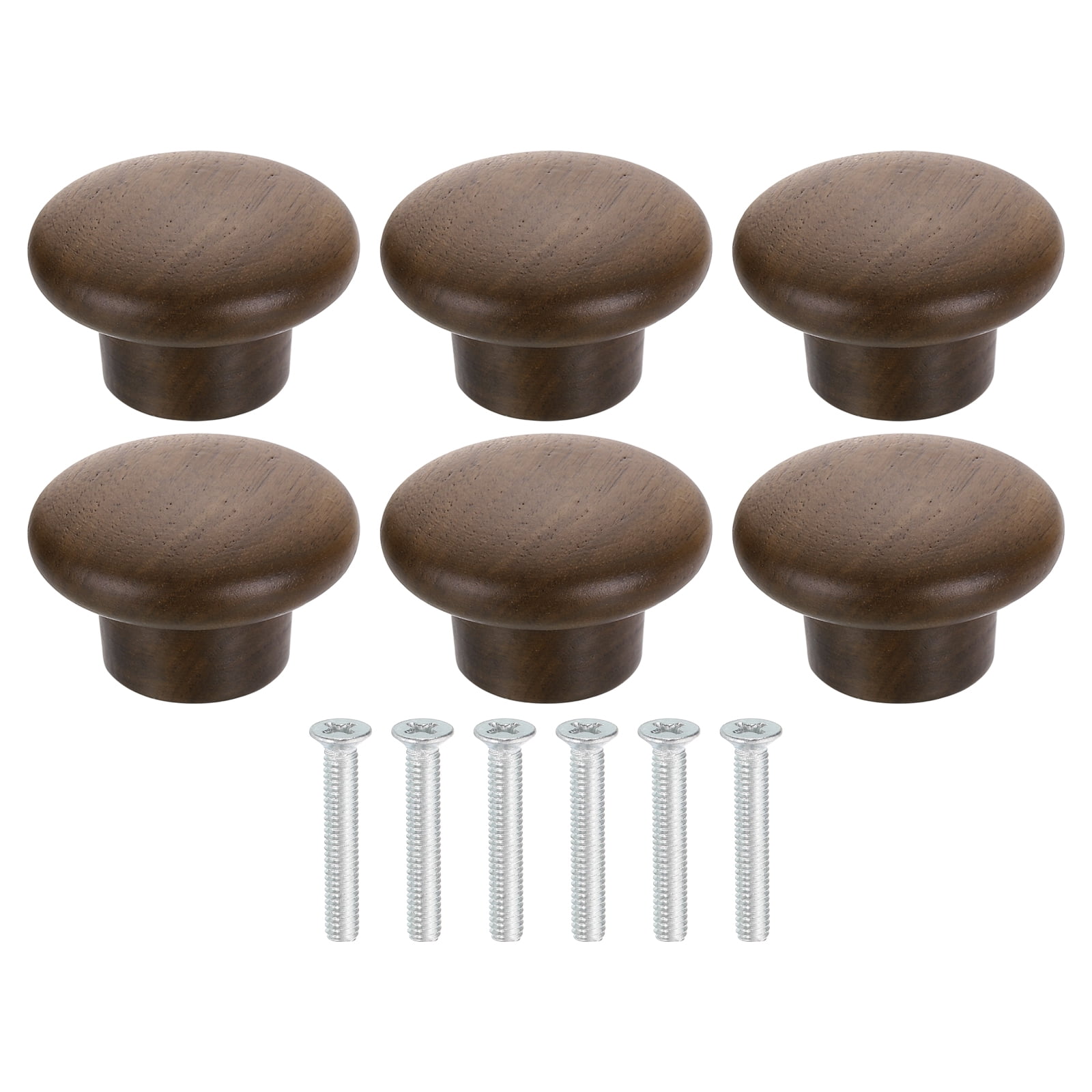 Uxcell 6 Pack Round Wood Drawer Knob, 1 5/8" Diameter Round Head ...
