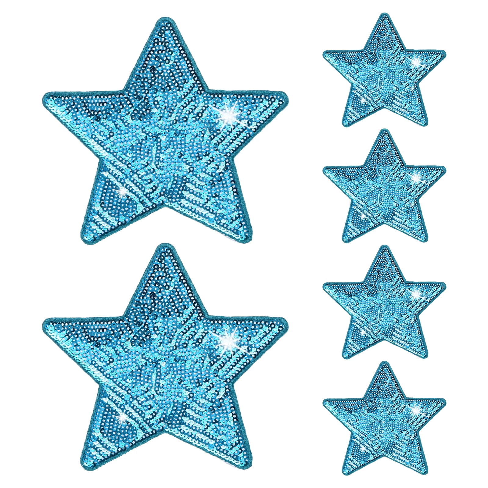 Uxcell 6-Pack Sequin Star Iron Patches, 4.9x4.9in/12.5x12.5cm Colorful ...
