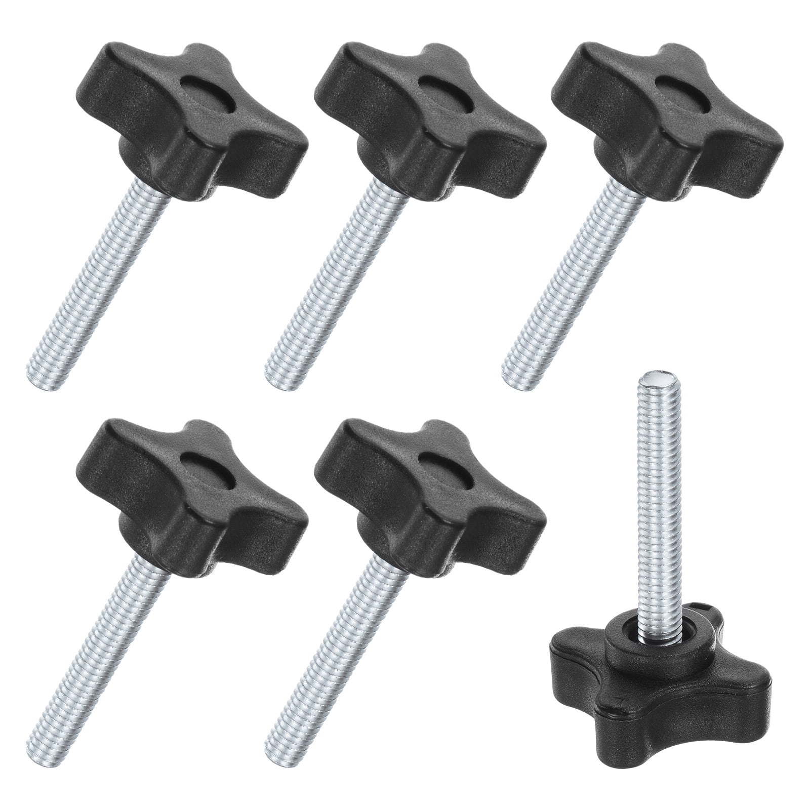 Uxcell 6-Pack Star Clamping Knobs, M6x40mm Male Thread Hand Tightening Screw Machine Handle ...