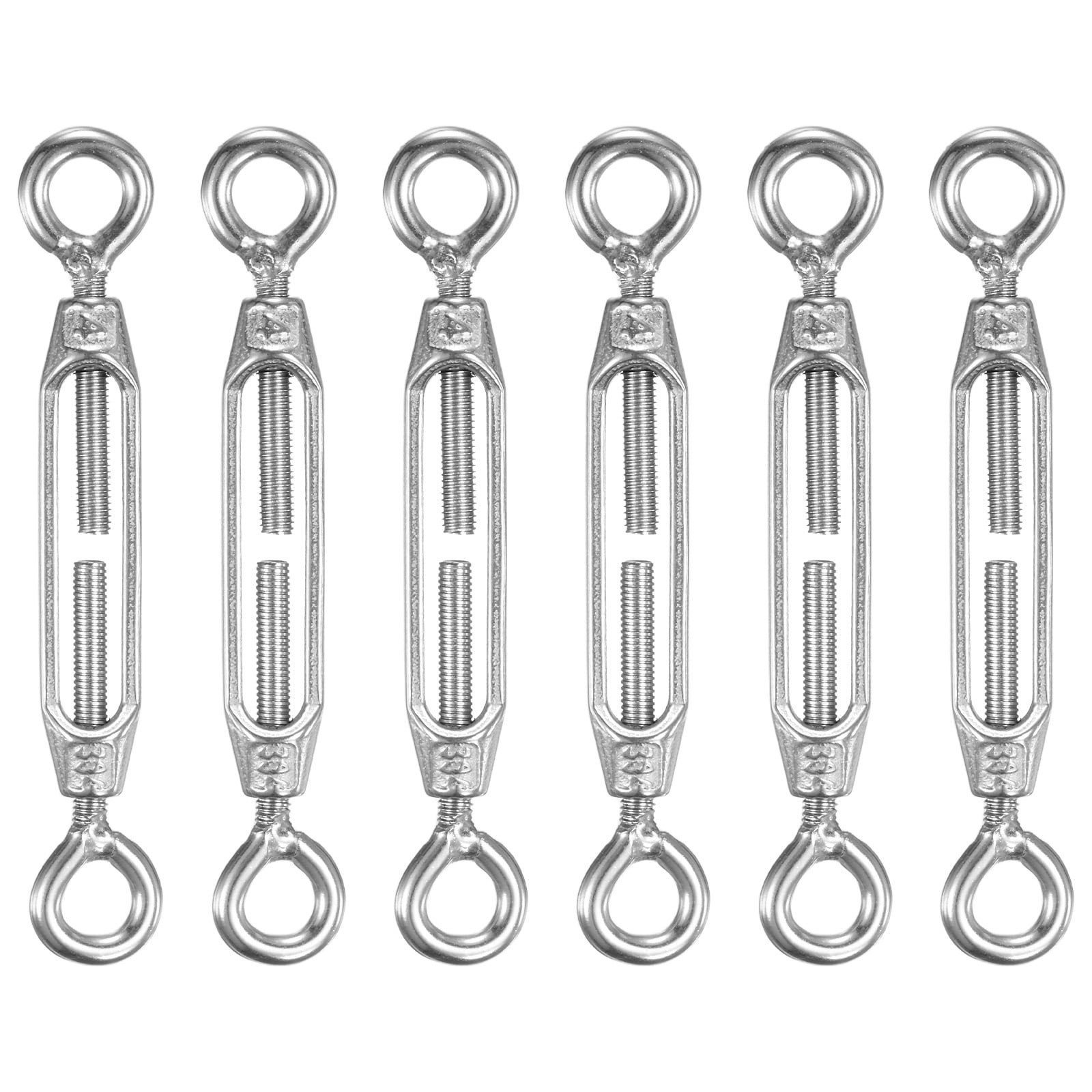 Uxcell 6-Pack Turnbuckle Eye and Eye, M4 Stainless Steel Heavy ...