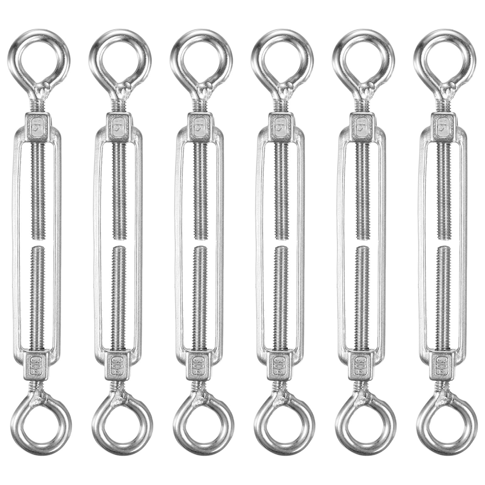 Uxcell 6-Pack Turnbuckle Eye and Eye, M6 Stainless Steel Heavy ...