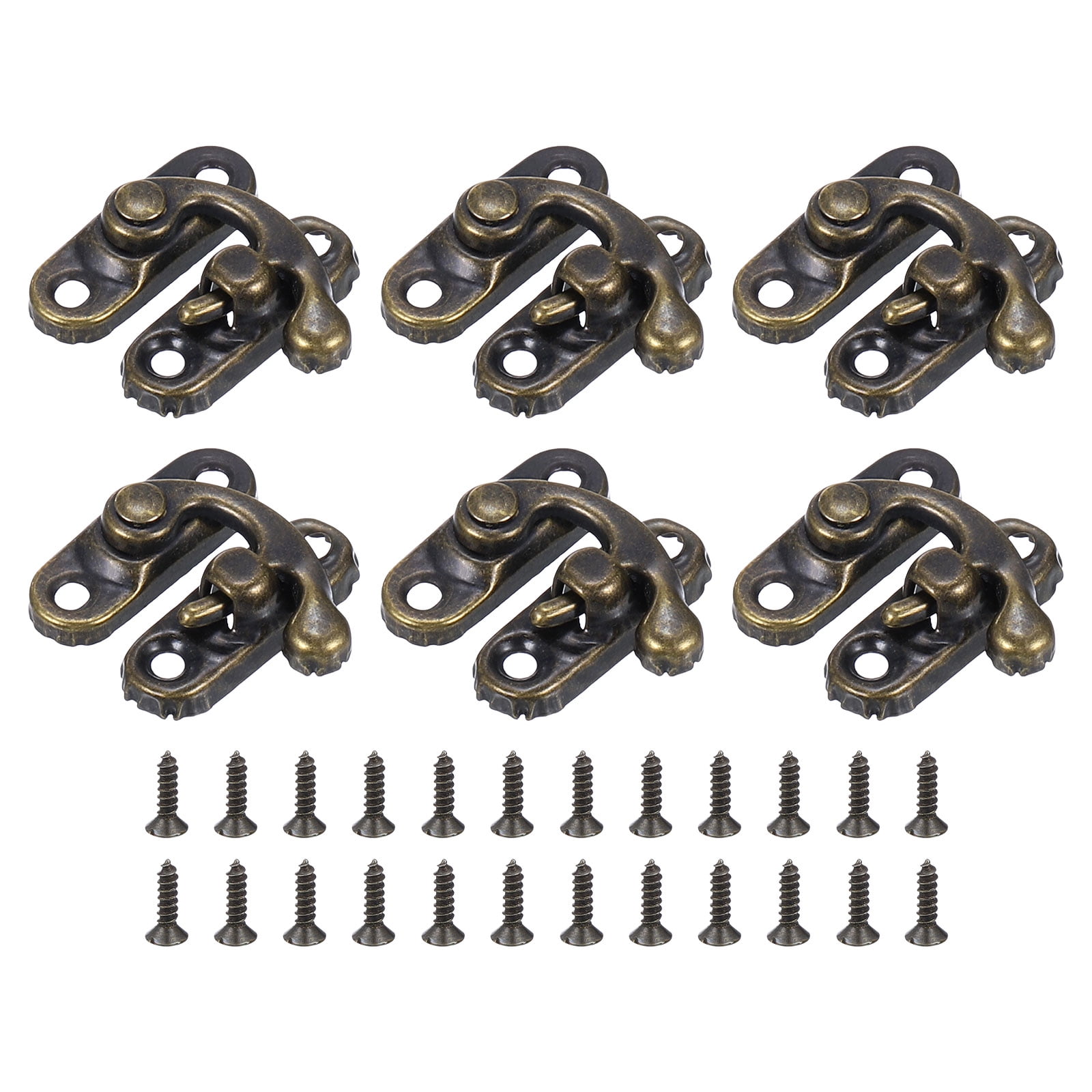 Uxcell 6 Pack Vintage Lock Clasp, 23 x 26mm Mini Swing Arm Right Clasp ...