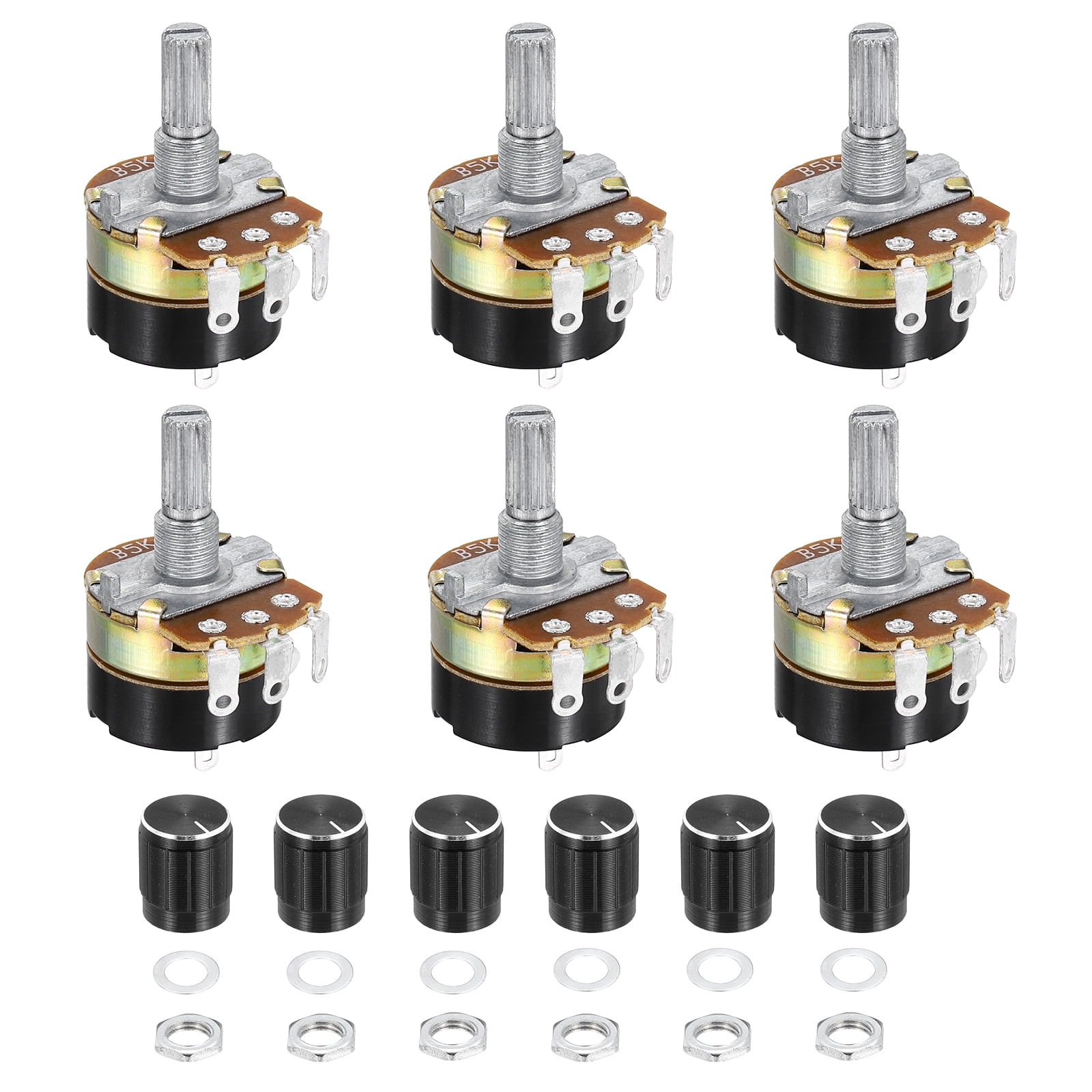 Uxcell 6 Pack WH138 Potentiometer 5K Ohm Single-Joint Variable ...