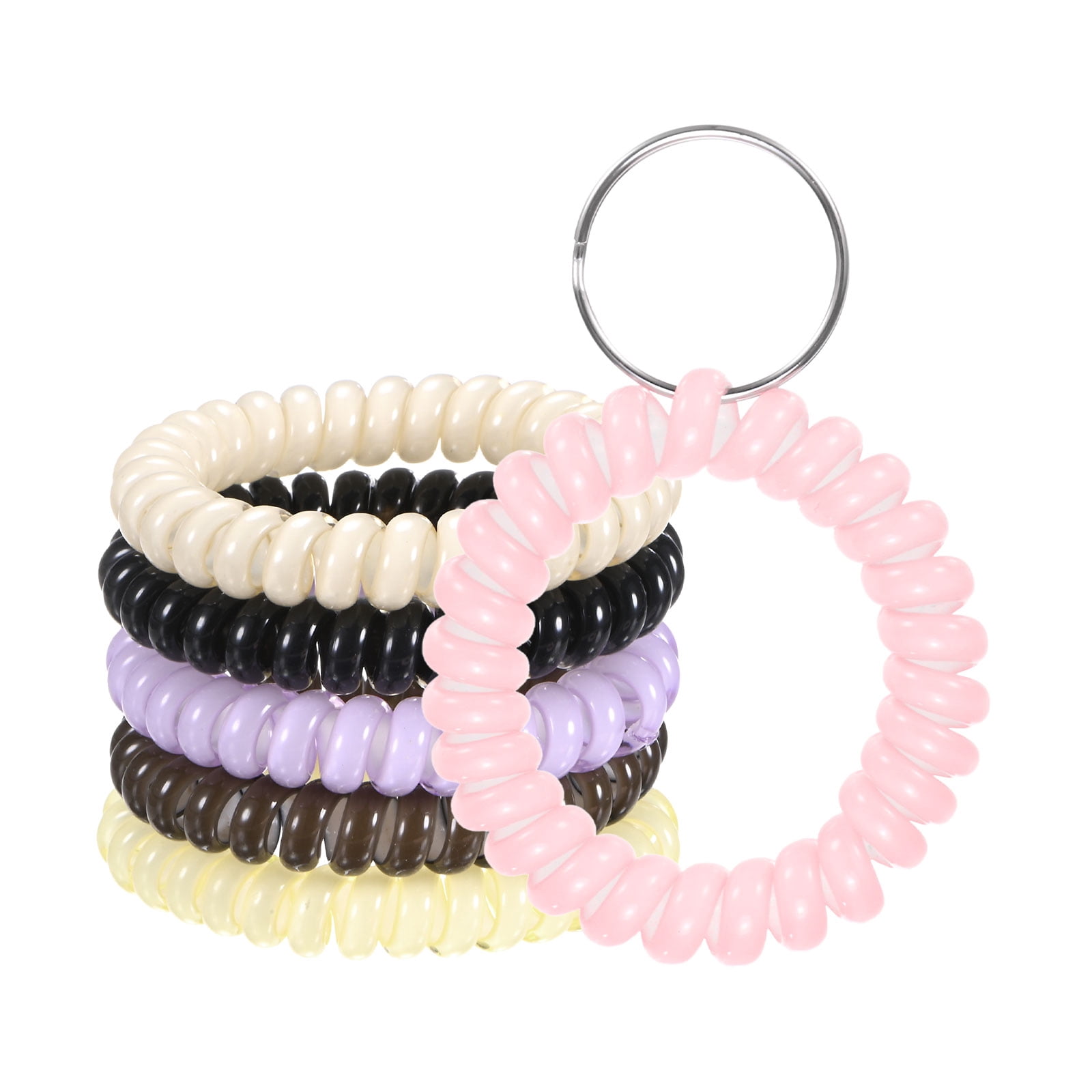 Uxcell 6-Pack Wrist Coil Keychain Wristlet, 2 Inch Plastic Spiral ...