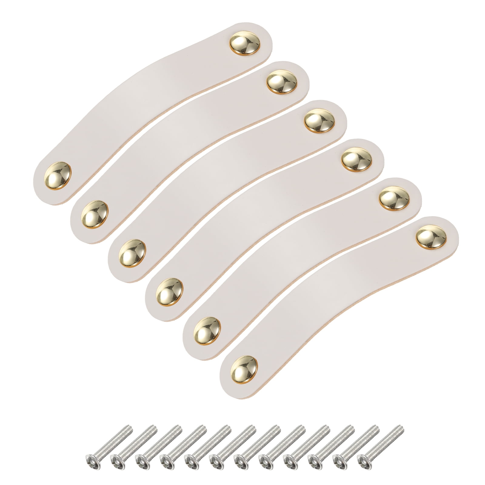 Uxcell 6 Packs Leather Drawer Pulls Double Hole Knobs with Screws ...