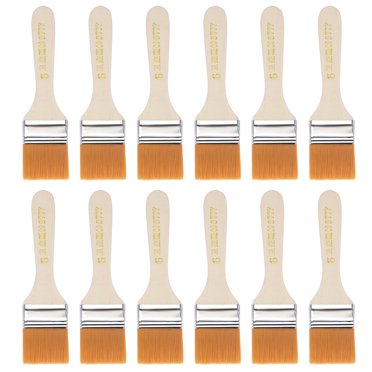 Uxcell 24Pcs 5" Paint Brush 0.6" Width Soft Nylon Bristle with Wood ...