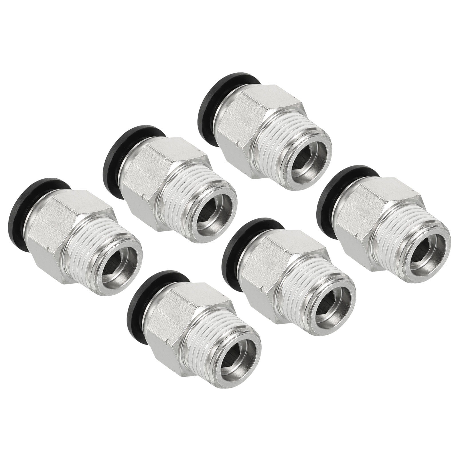 Uxcell 6 Pcs 1/2 Inch OD Tube to 3/8 Inch NPT Male Thread Push to ...