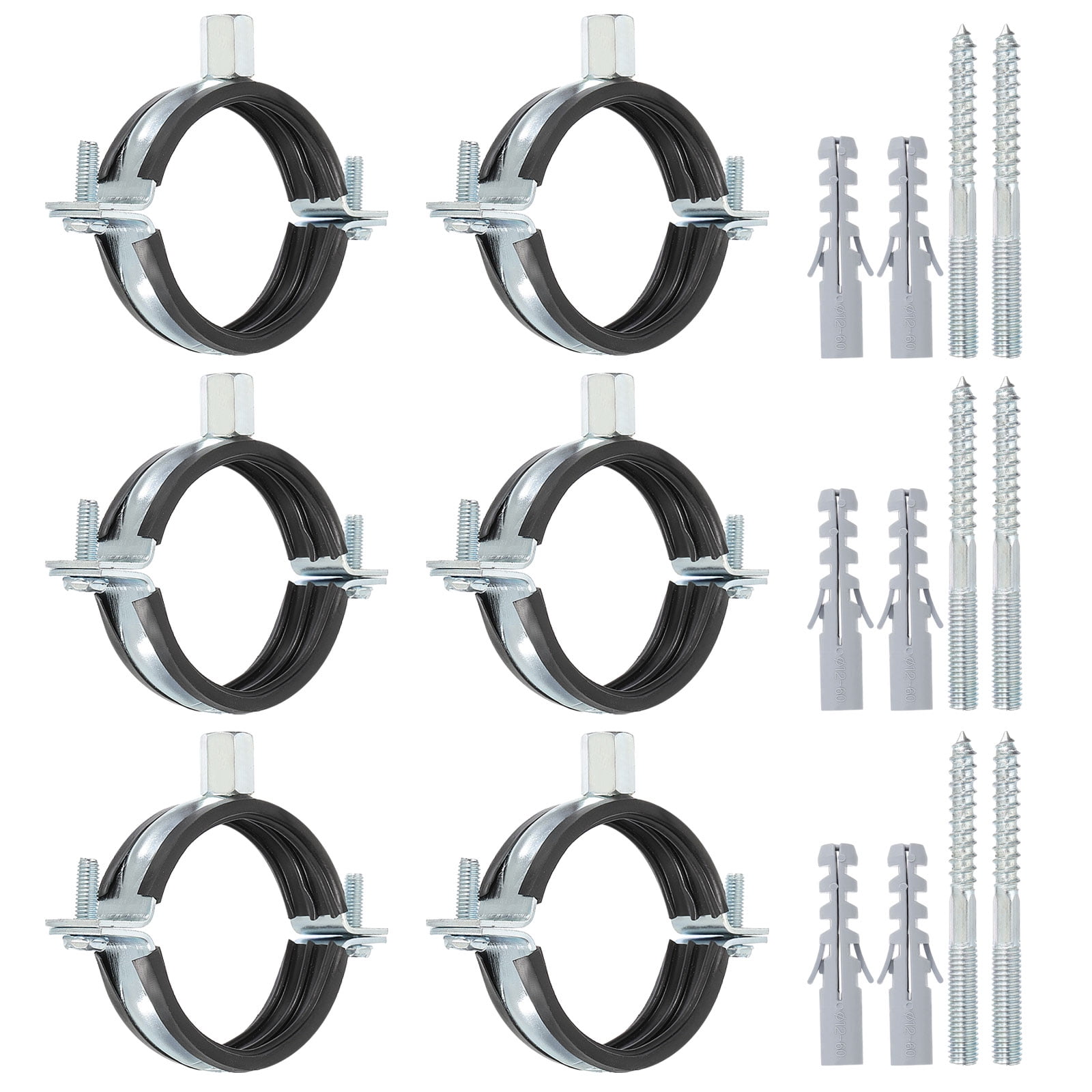 Uxcell 6 Pcs 2.3-2.6inch Heavy Duty Adjustable Split Ring Pipe Hanger ...