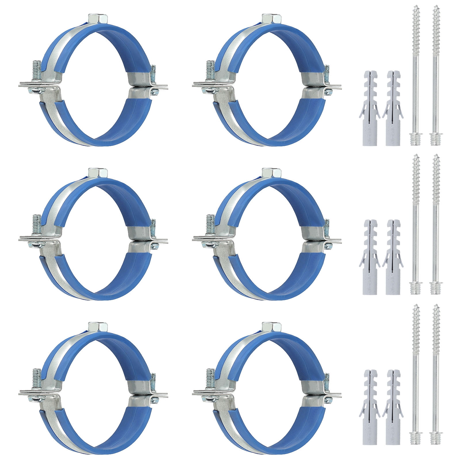 Uxcell 6 Pcs 2.3-2.6inch Heavy Duty Adjustable Split Ring Pipe Hanger ...