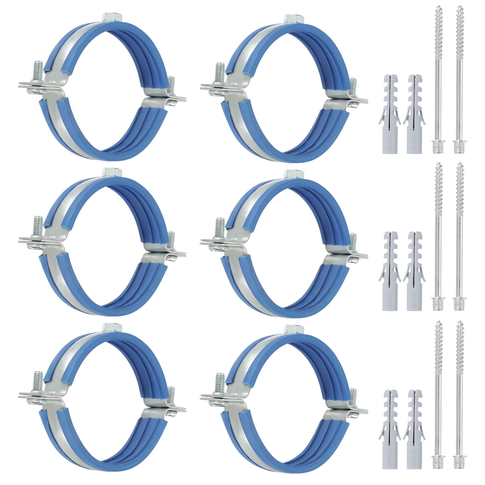 Uxcell 6 Pcs 2.9-3.1inch Heavy Duty Adjustable Split Ring Pipe Hanger ...