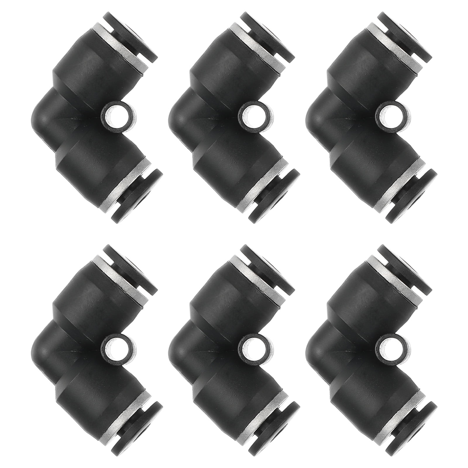 Uxcell 6 Pcs Elbow Union Push to Connect Fitting, 1/8" OD Tube Reducer Connector Quick Push Lock ...