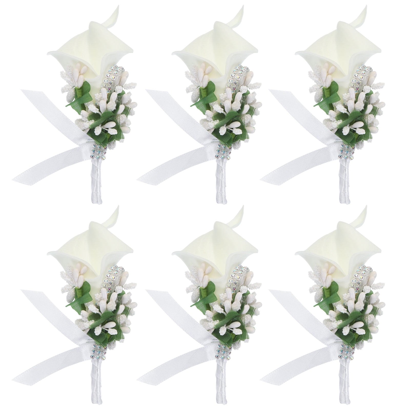 Uxcell 6 Pcs Groom Boutonnieres Lily Boutonnieres Pins for Men Wedding ...