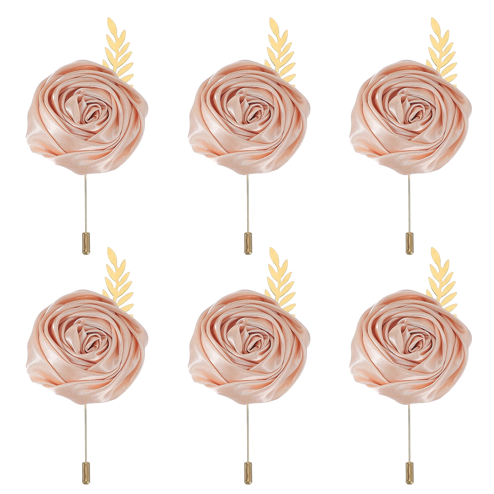 Uxcell 6 Pcs Groom Boutonnieres Rose Boutonnieres Pins for Men Wedding ...