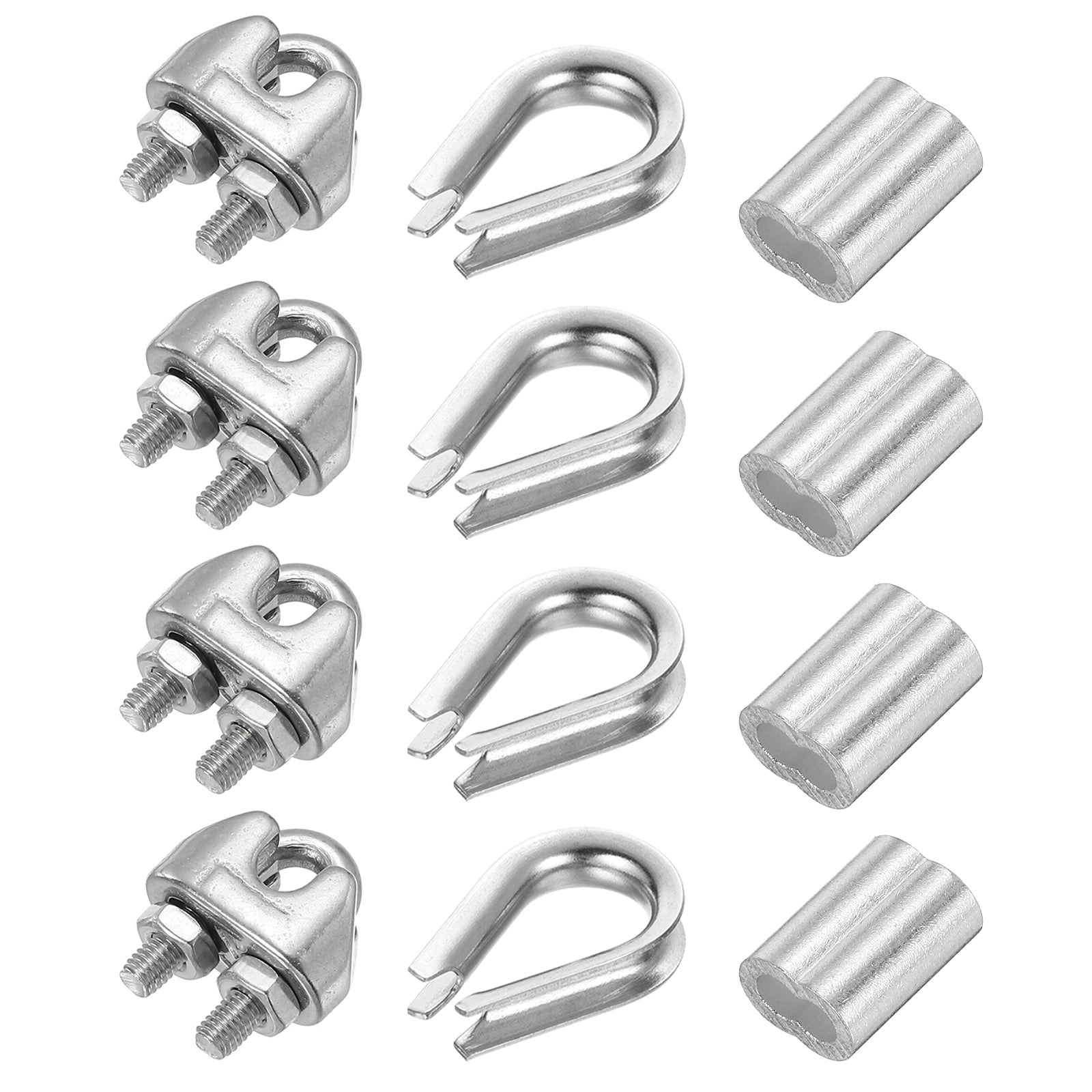 Uxcell 6 Pcs M3 Cable Clip Clamp 6 Pcs 3/16" Stainless Steel Thimble 6 ...
