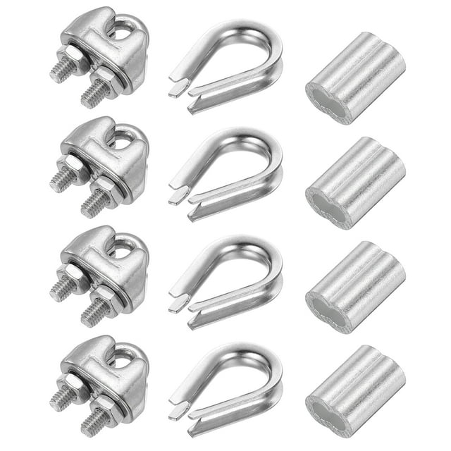 Uxcell 6 Pcs M3 Cable Clip Clamp 6 Pcs 3/16" Stainless Steel Thimble 6 ...