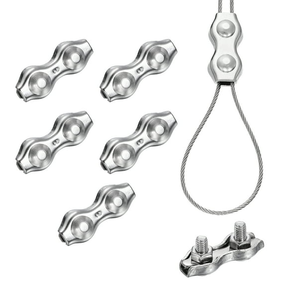 Uxcell 6 Pcs Stainless Steel Duplex Wire Rope Clips, M4 Duplex Bolt ...