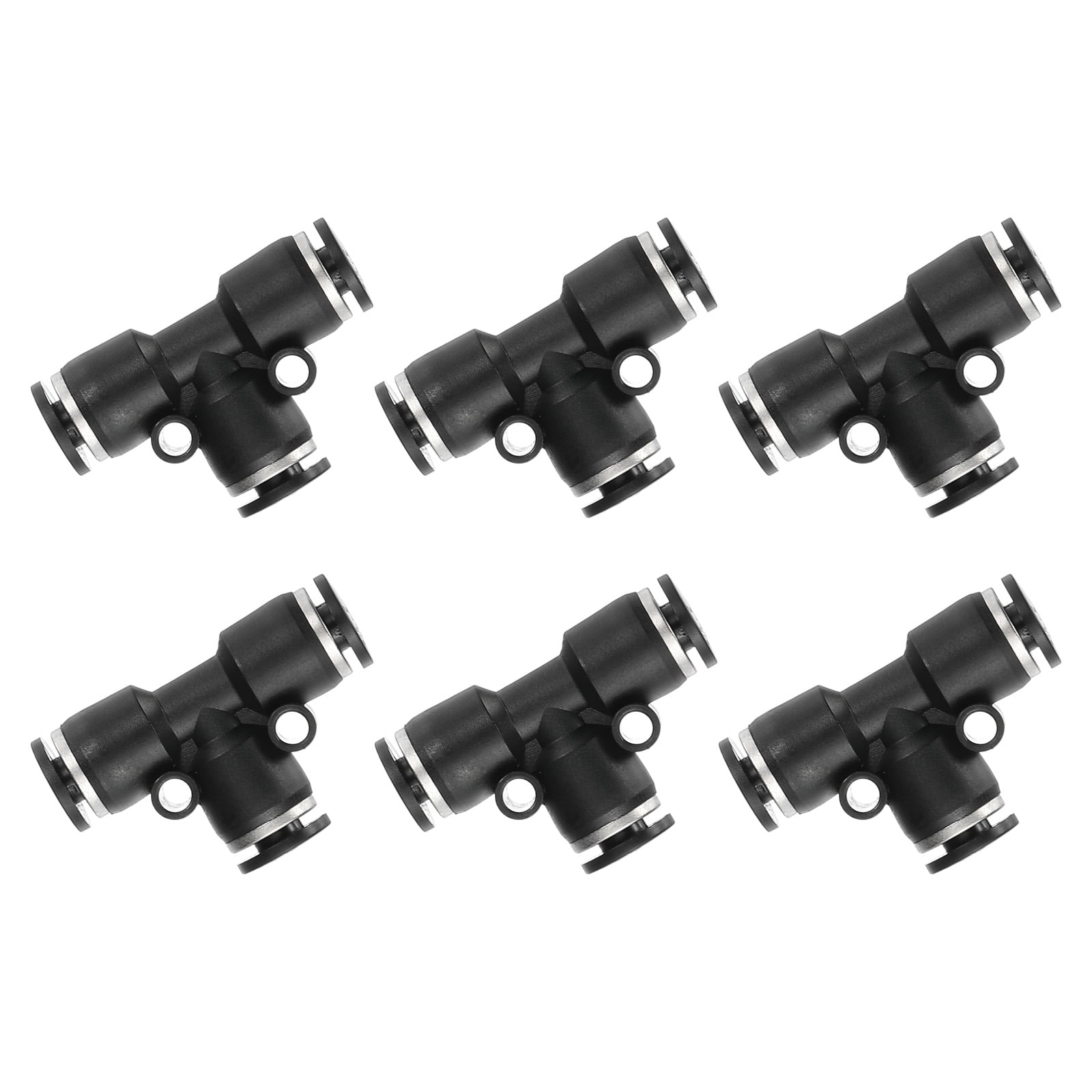 Uxcell 6 Pcs T Shape 3 Way Push to Connect Fitting, 5/32" OD Tube Reducer Connector Quick Push ...