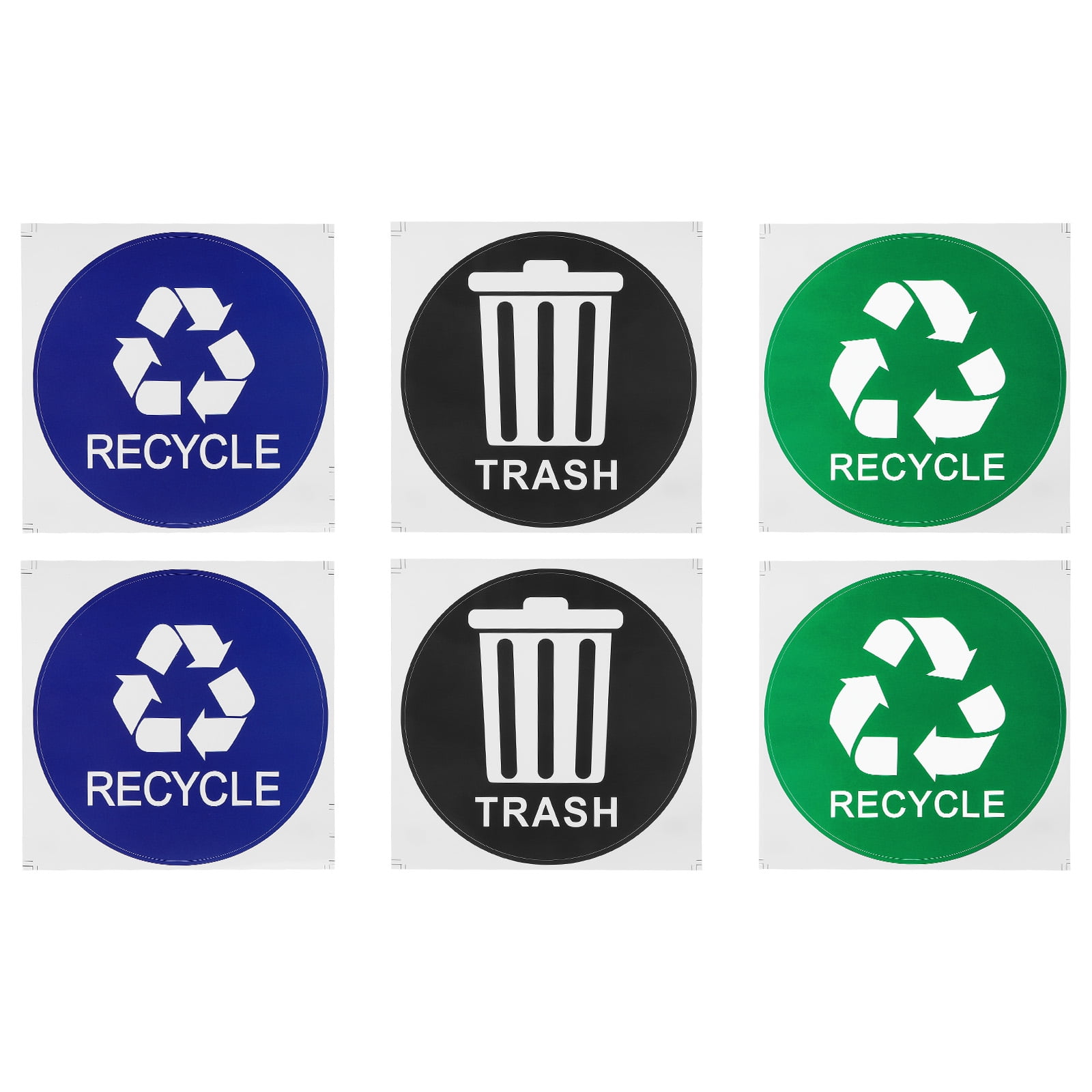 Uxcell 6 Pcs Trash Recycle Sign Decals Recycle and Trash Symbols ...