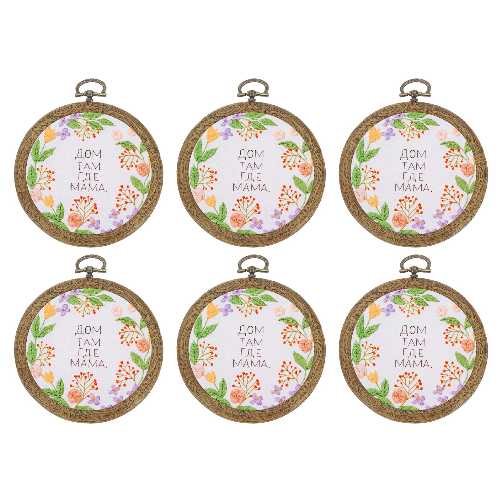 Uxcell 6 Pieces 3.5" Embroidery Hoops Frame Imitated Wood Circle Cross ...