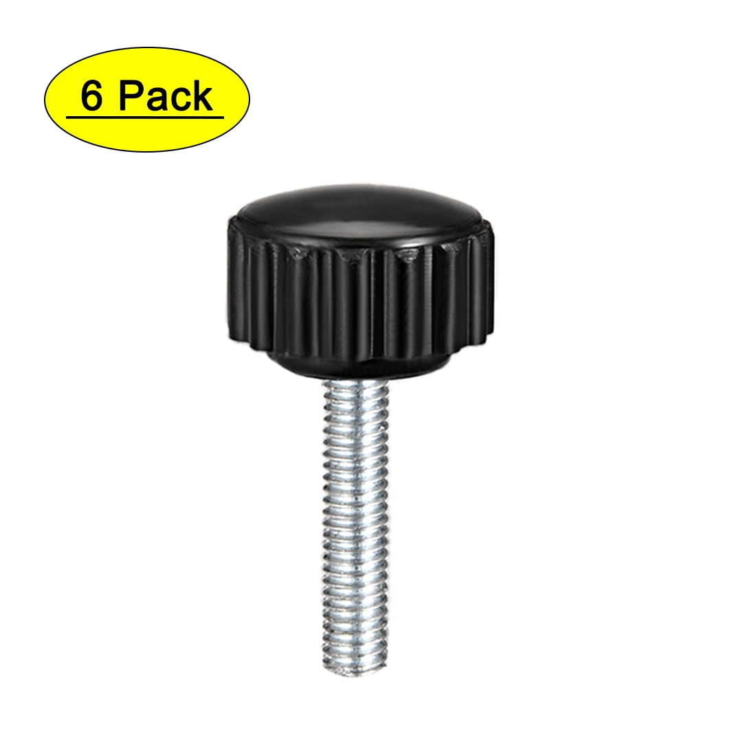 Uxcell 6 Pieces Knurled Clamping Knobs M4 x 20mm Zinc Plated Carbon Steel Threaded Stud 16mm ...