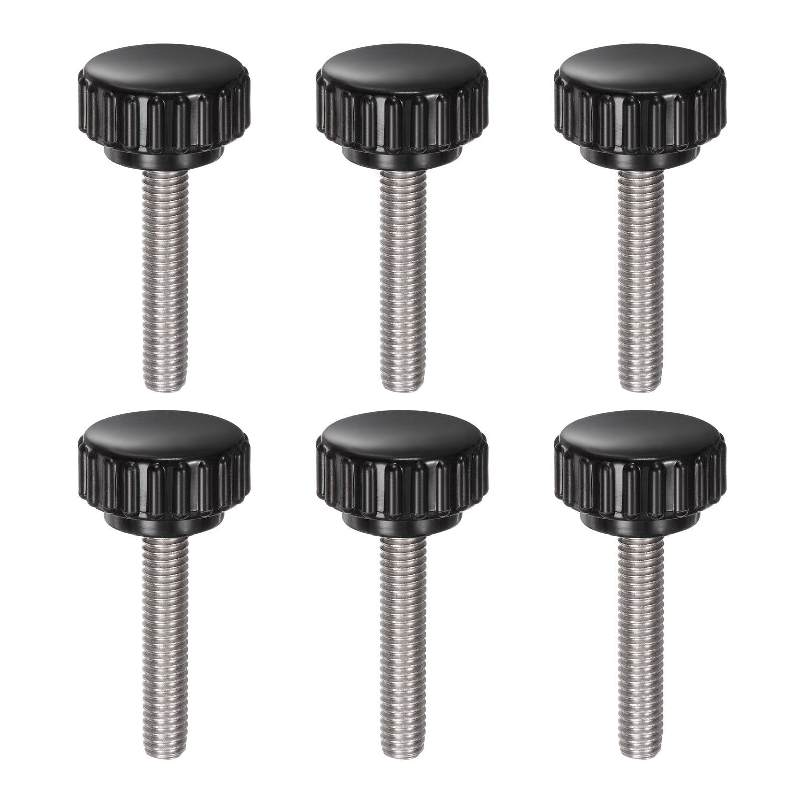 Uxcell 6 Pieces Knurled Clamping Knobs M6 x 30mm 304 Stainless Steel Threaded Stud 22mm Round ...