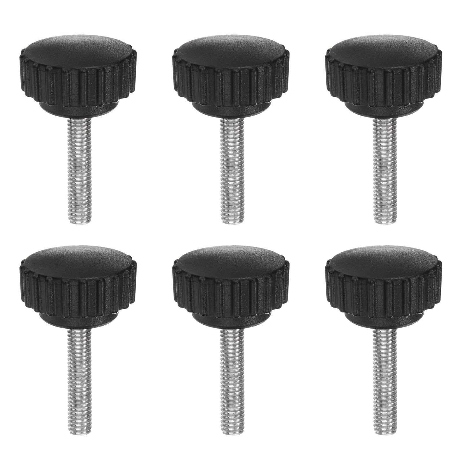 Uxcell 6 Pieces Knurled Clamping Knobs M6 x 30mm Metric Thread 304 Stainless Steel 28mm Matte ...