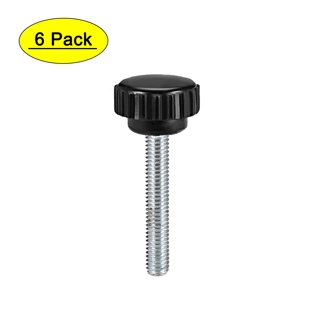 Uxcell 6 Pieces Knurled Clamping Knobs M6 x 40mm Zinc Plated Carbon Steel Threaded Stud 21mm ...