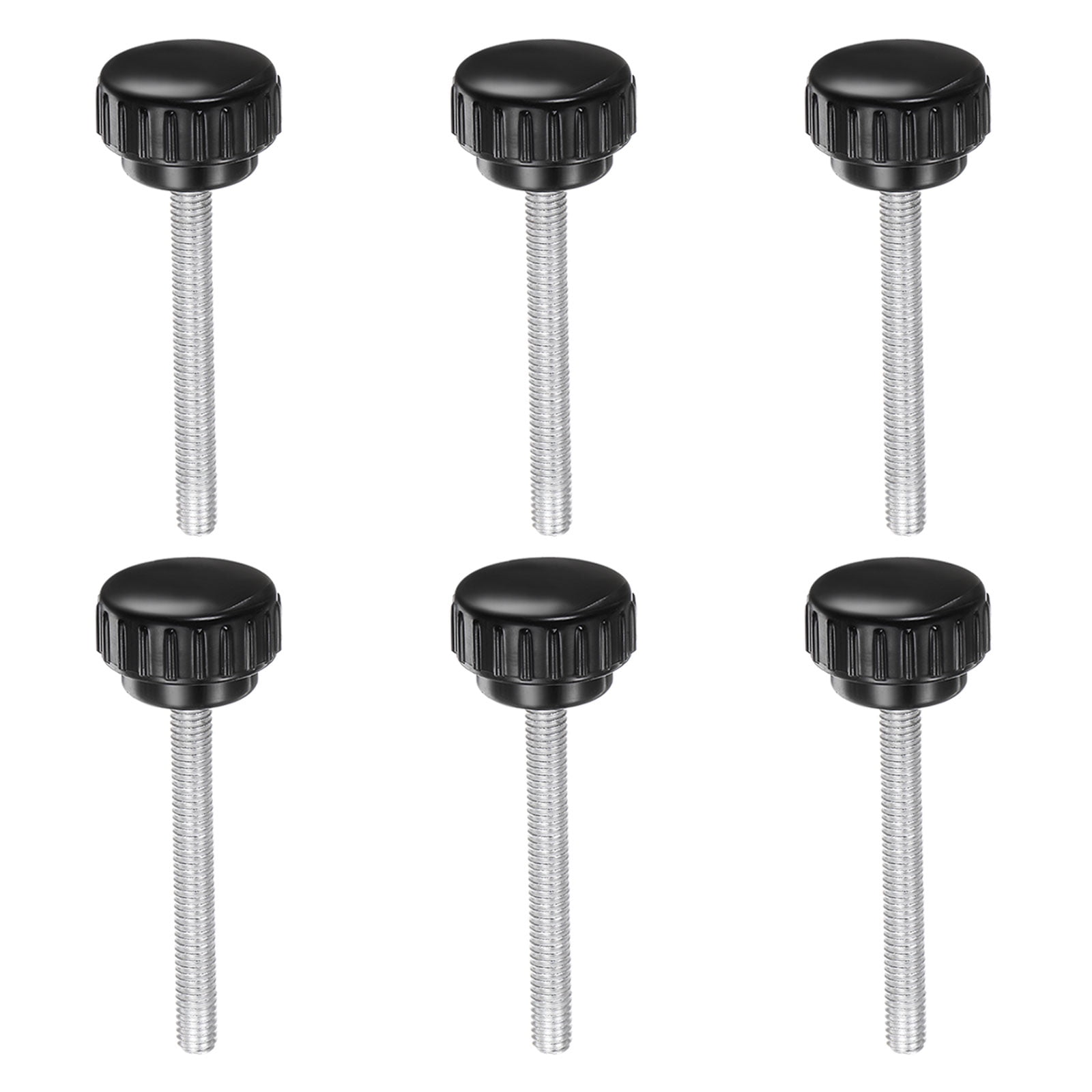 Uxcell 6 Pieces Knurled Clamping Knobs M6 x 50mm Zinc Plated Carbon Steel Threaded Stud 30mm ...
