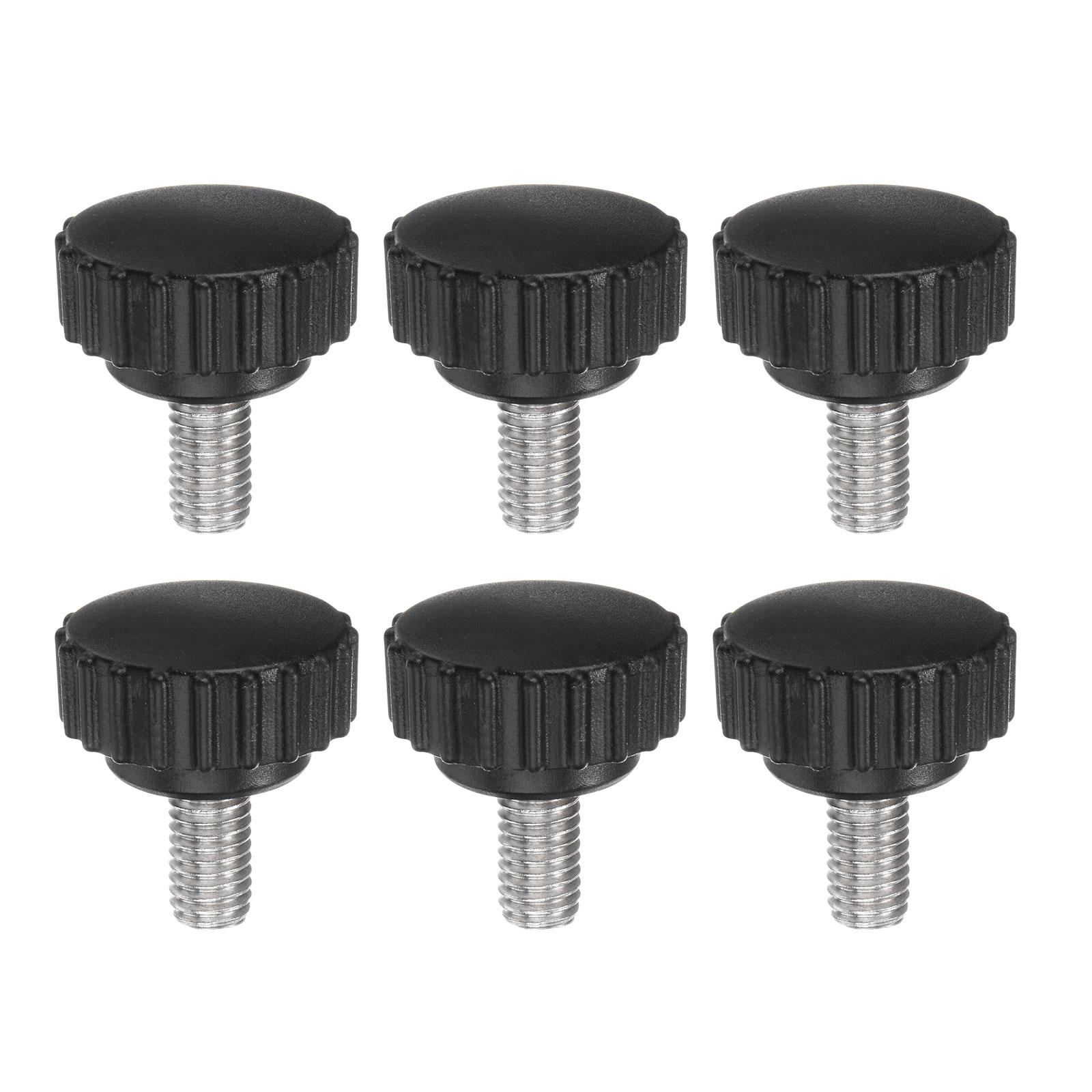 Uxcell 6 Pieces Knurled Clamping Knobs M8 x 16mm Metric Thread 304 Stainless Steel 28mm Matte ...