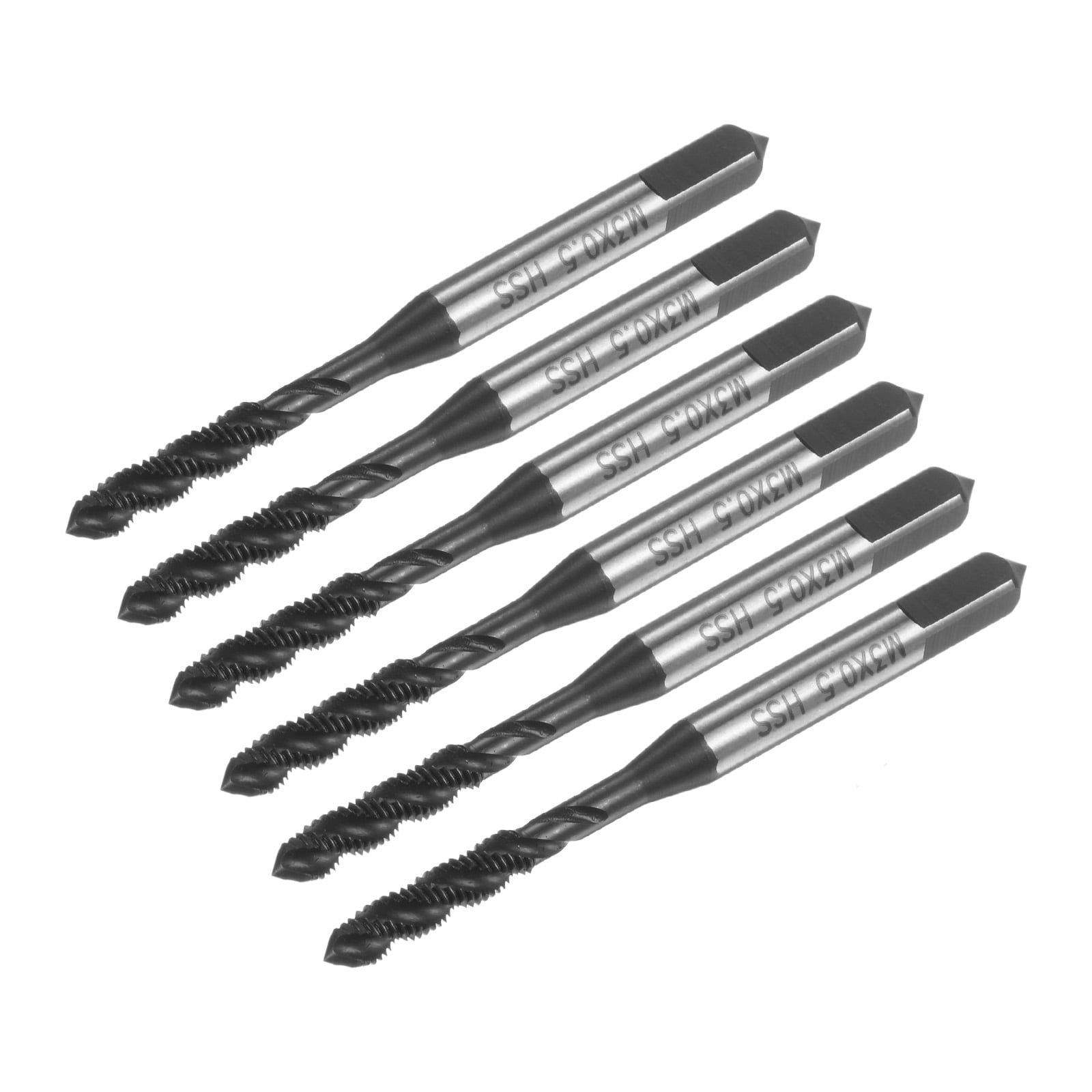 Uxcell 6 Pieces Metric Spiral Flute Thread Taps M3 x 0.5 H2 Nitride ...