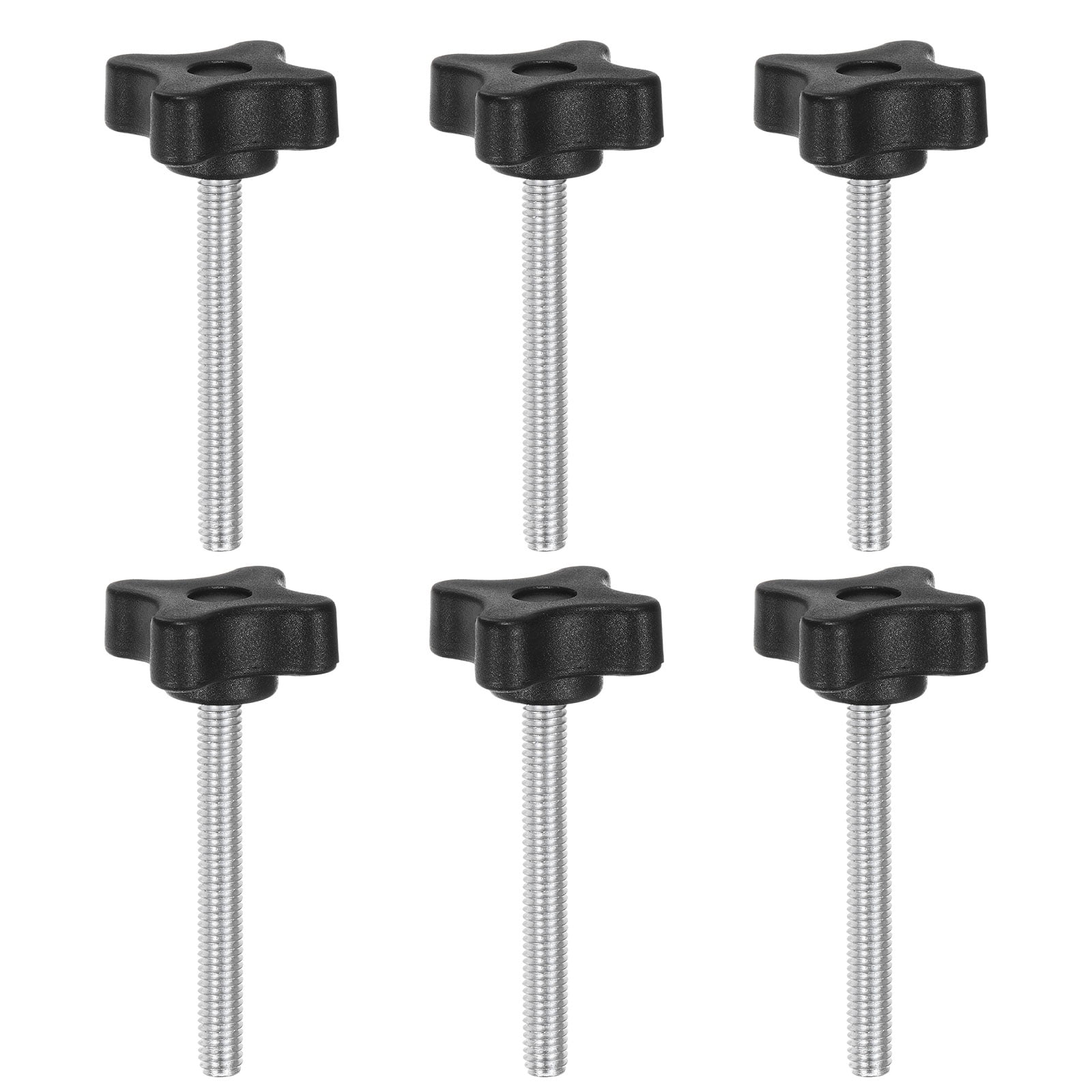 Uxcell 6 Pieces Star Knobs M6 x 60mm Metric Threaded Stud 32mm 4-Point Plastic Head Clamping ...