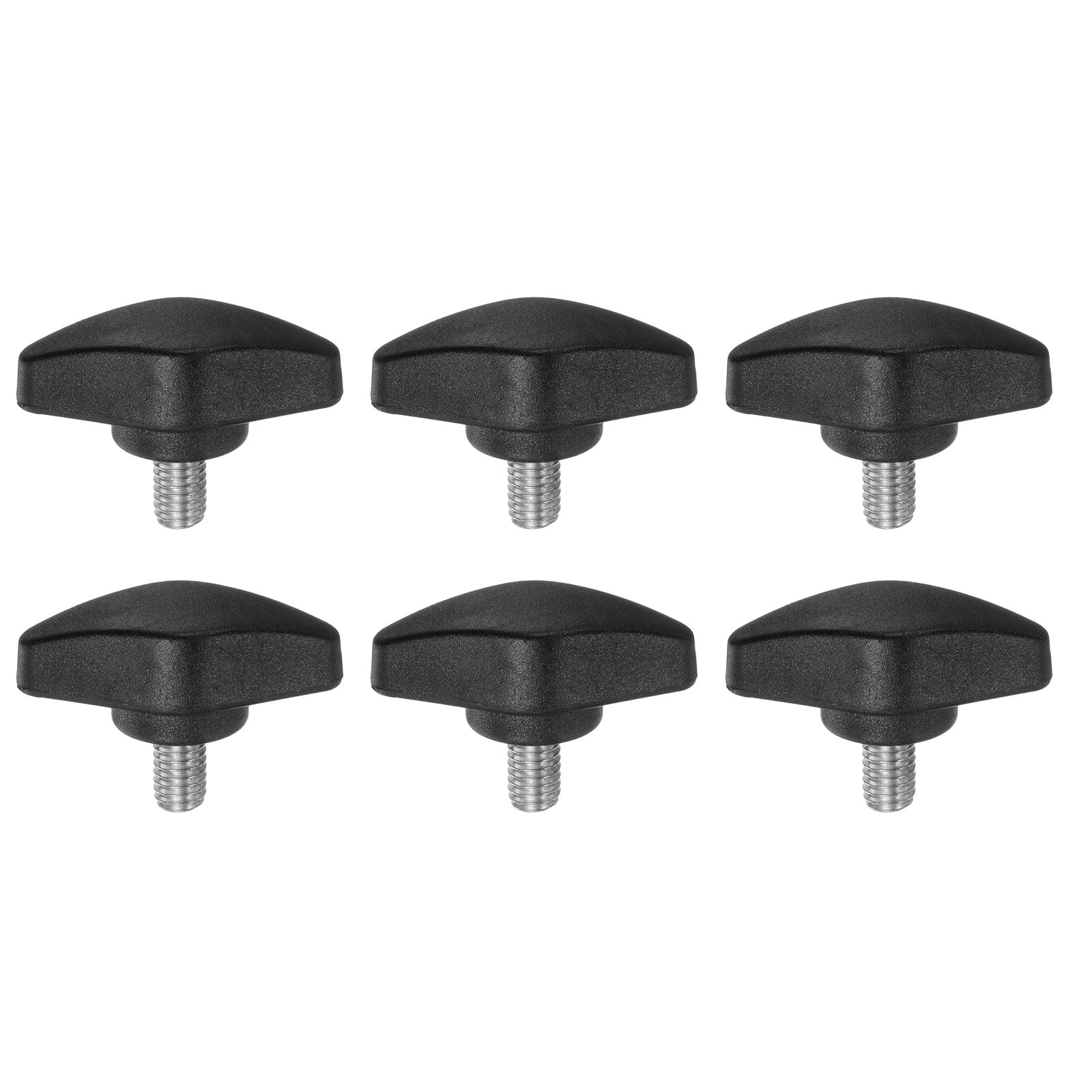Uxcell 6 Pieces Tee Wing Knobs M6 x 10mm Metric Male Thread Plastic T ...