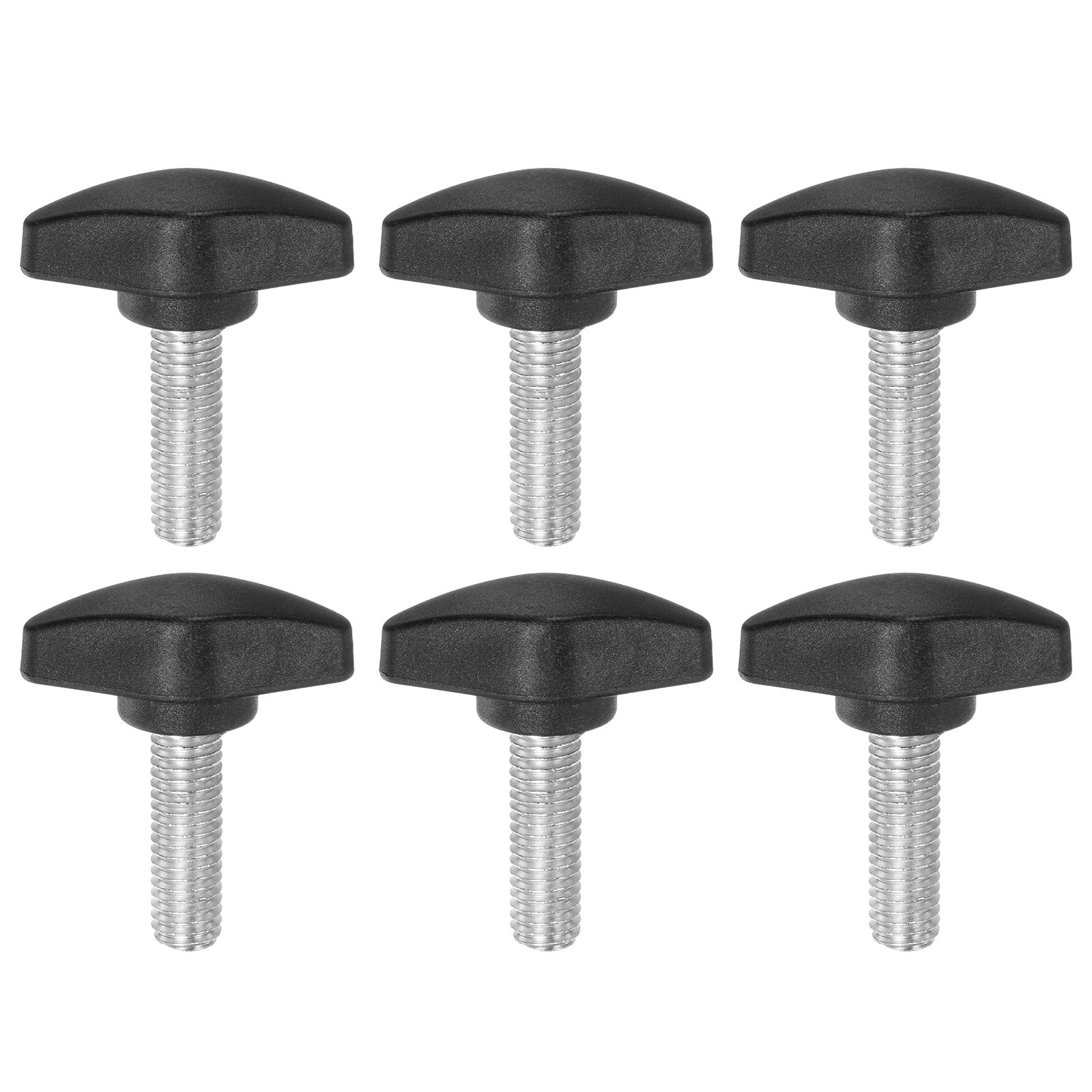 Uxcell 6 Pieces Tee Wing Knobs M8 x 25mm Metric Male Thread Plastic T Head Thumb Screw Clamping ...