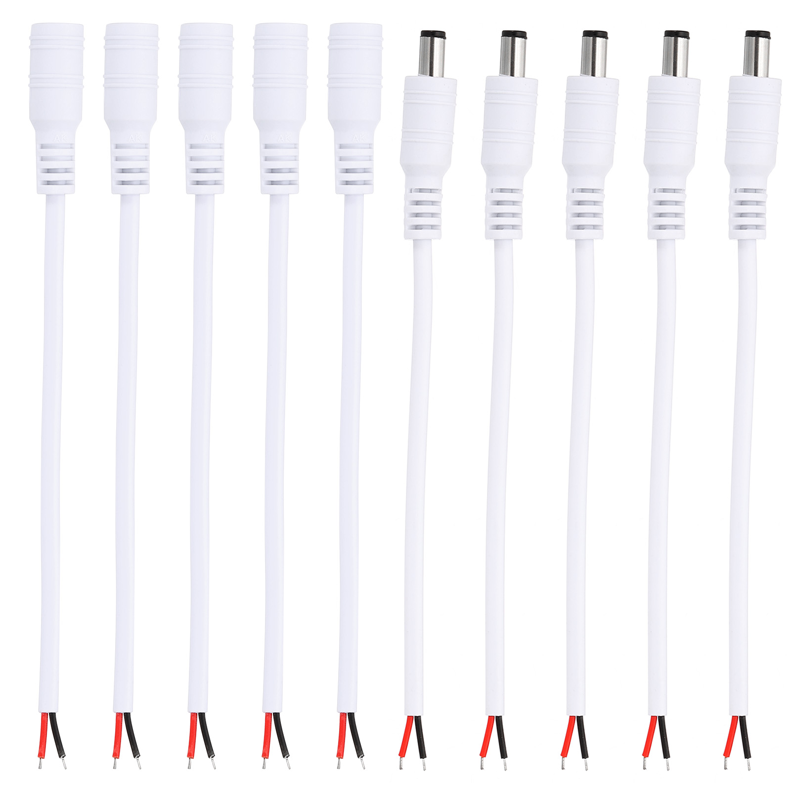 Uxcell 6" Power Cable, 20 Pcs 5.5mm x 2.1mm Barrel Plug Cables DC Male ...