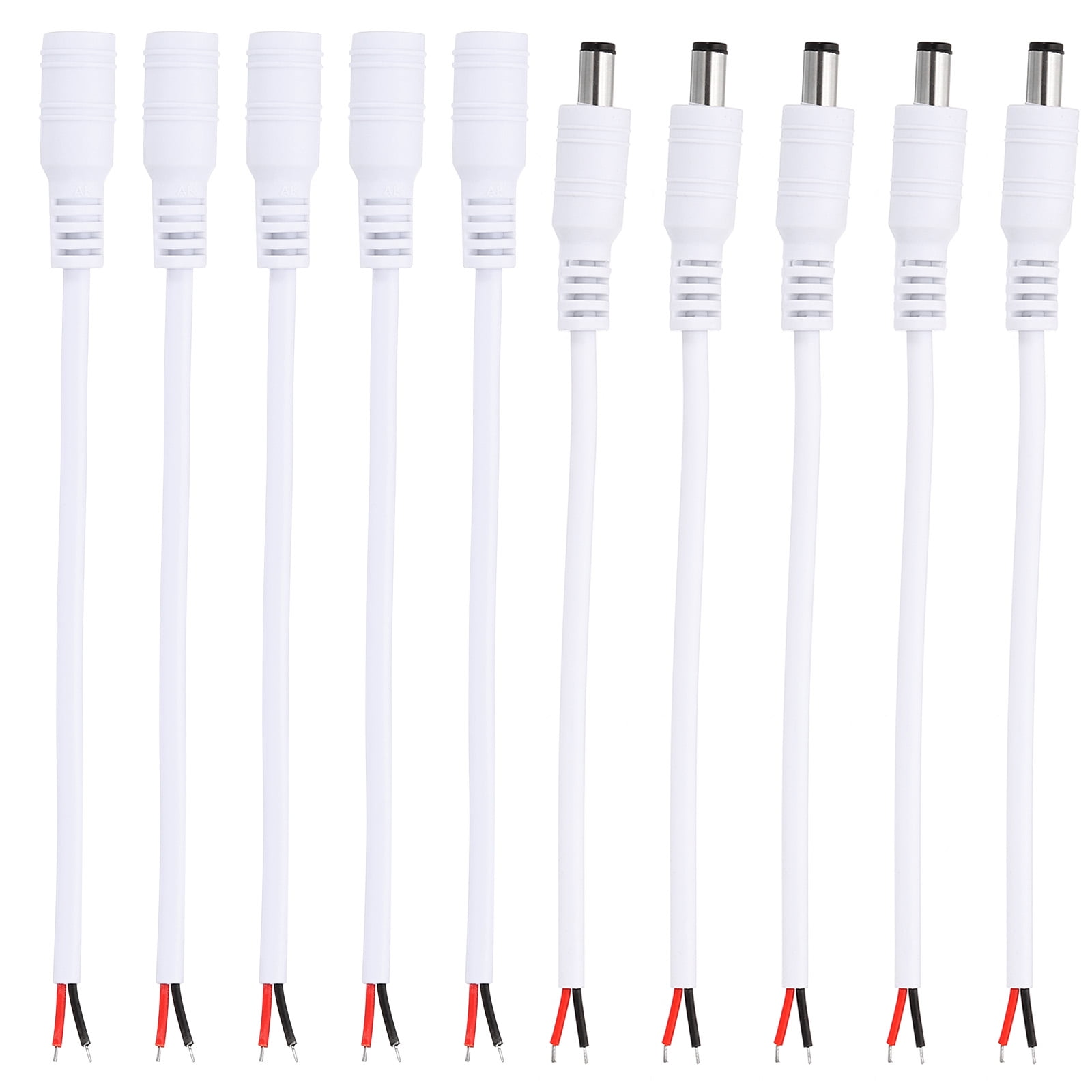 Uxcell 6" Power Cable, 40 Pcs 5.5mm x 2.1mm Barrel Plug Cables DC Male ...