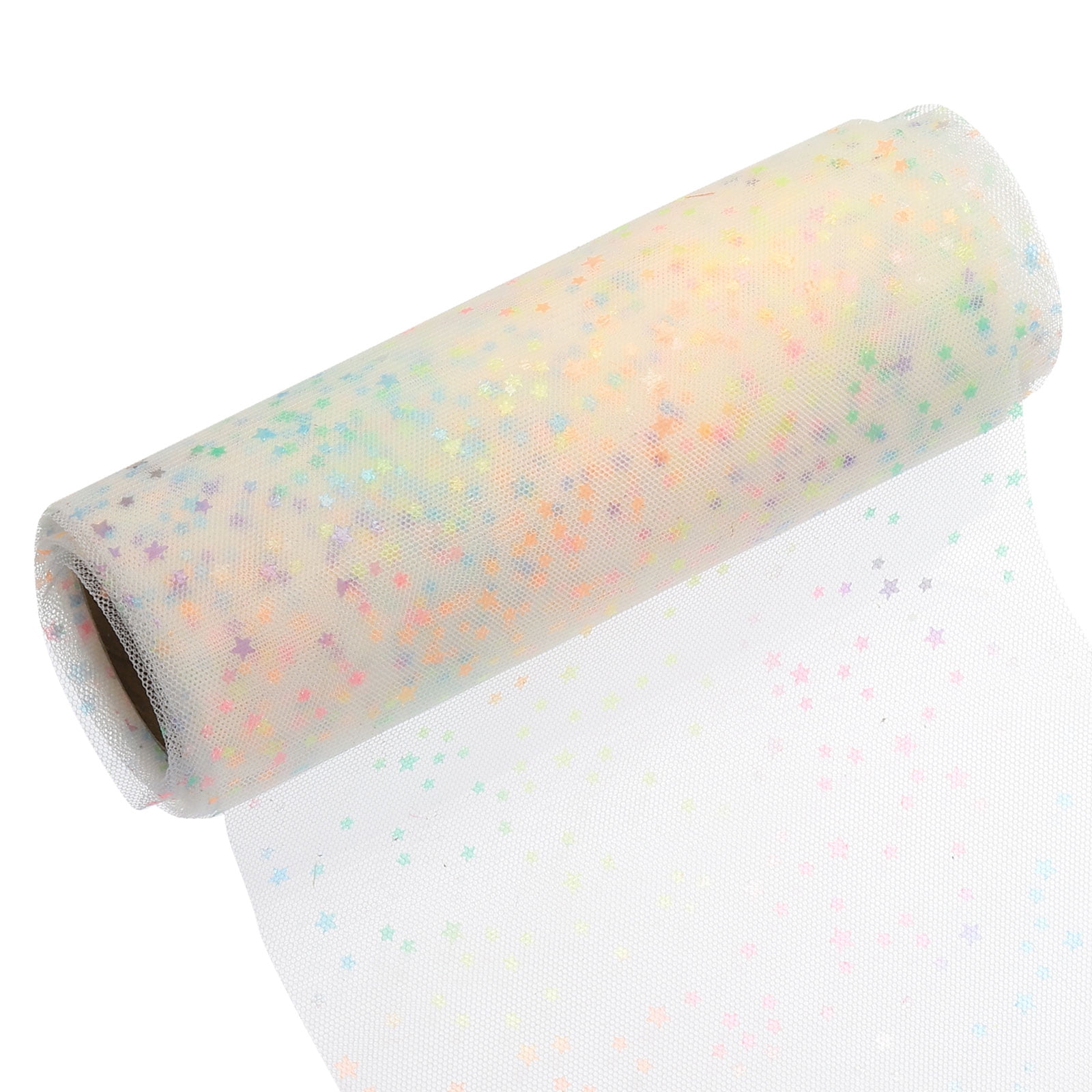 Uxcell 6" Rainbow Glitter Tulle Ribbon Rolls Sparkle Sequin Star ...