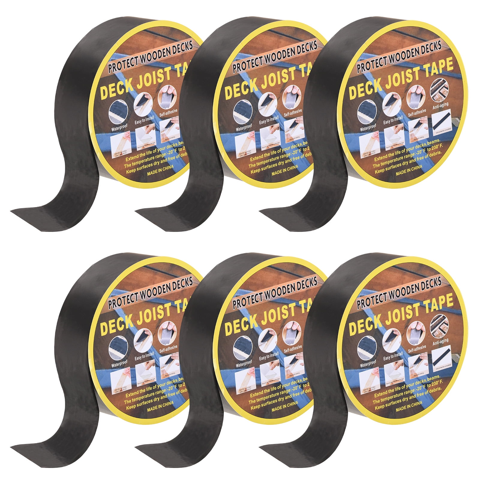 Uxcell 6 Rolls Joist Tape for Decking 2'' x 50' Weather-Resistant Butyl ...